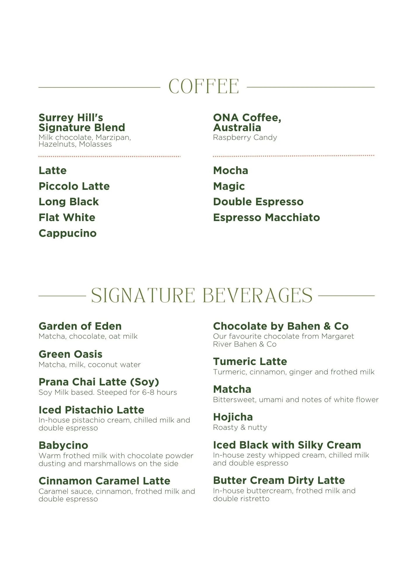 Woodleigh Menu — Surrey Hills Grocer