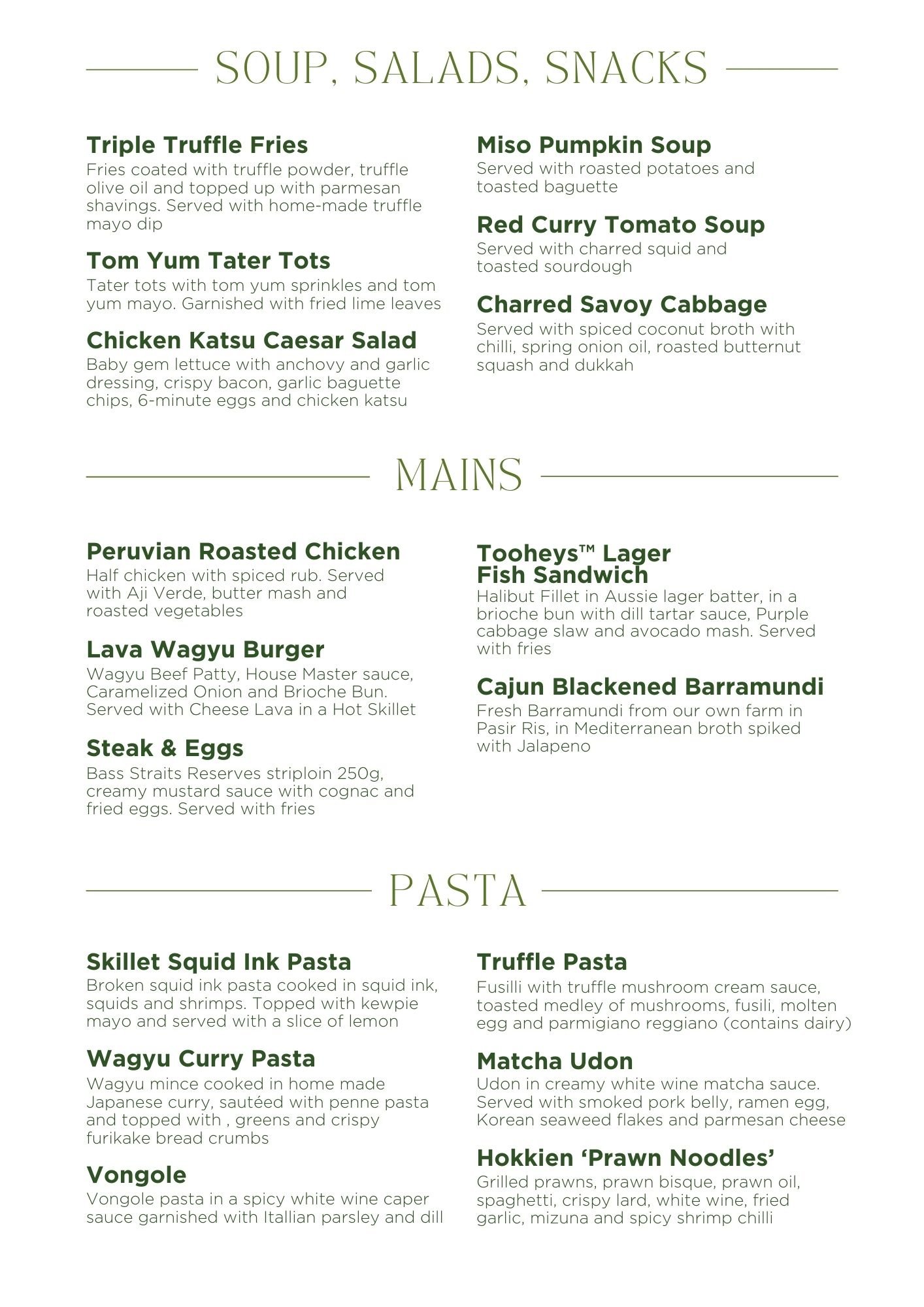 Woodleigh Menu — Surrey Hills Grocer