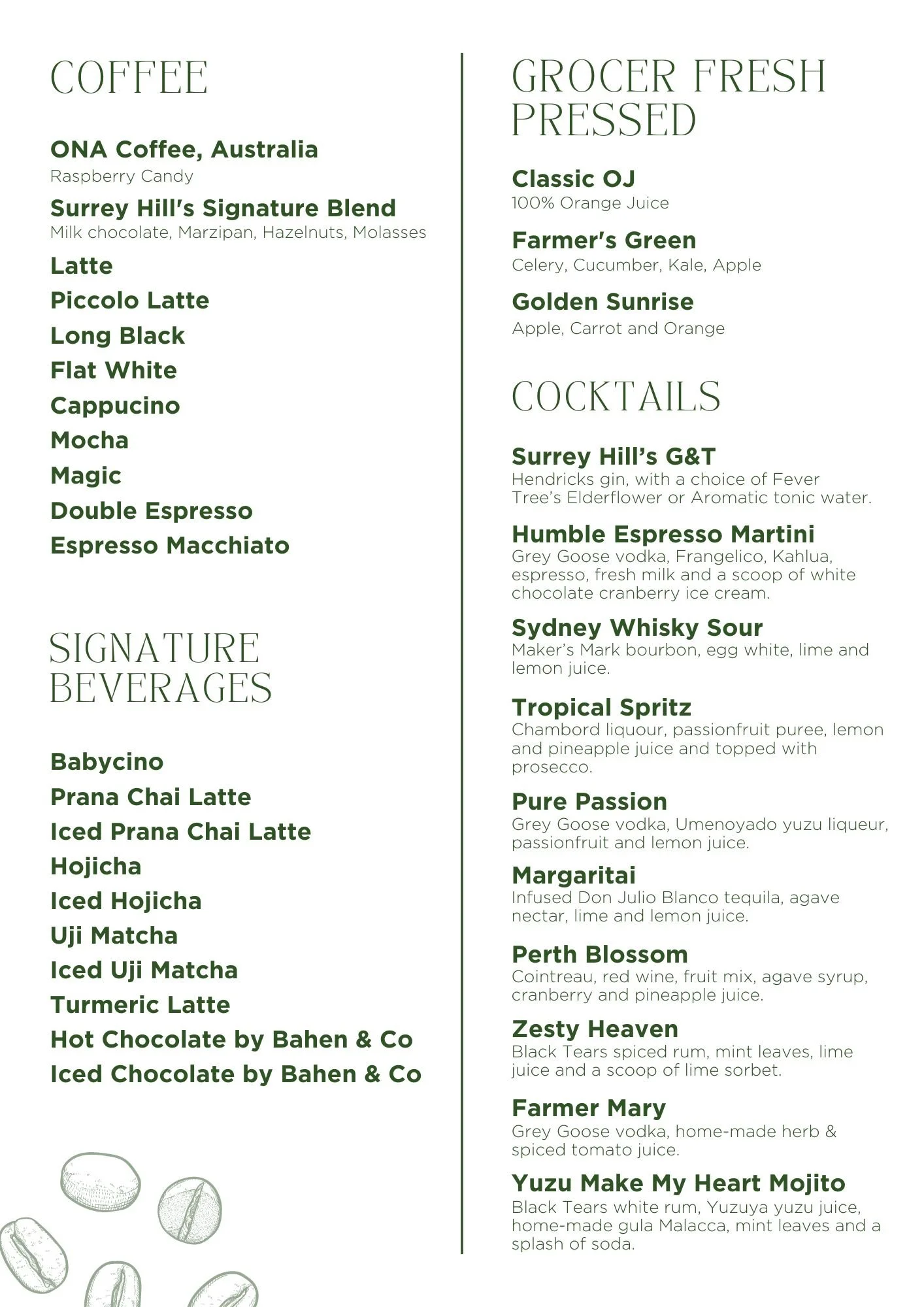 ION MENU — Surrey Hills Grocer