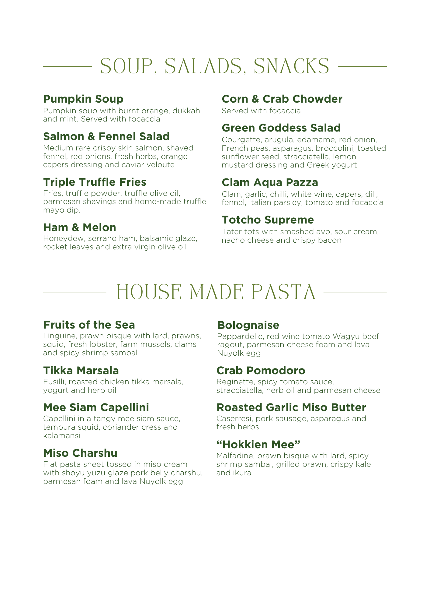 Vivo City Menu — Surrey Hills Grocer