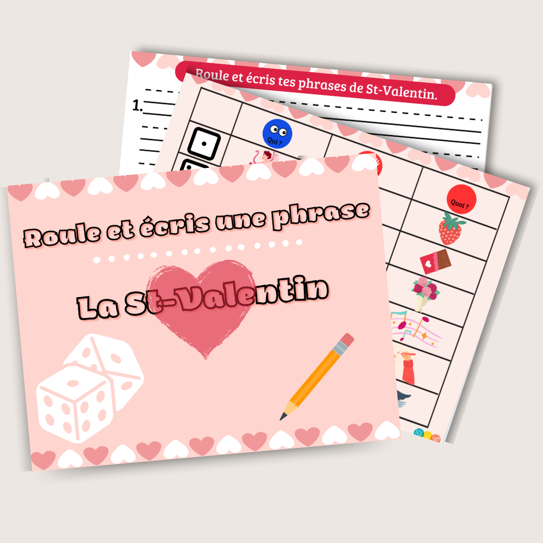 Roule et écris des phrases - thème de la St-Valentin — mcexplore