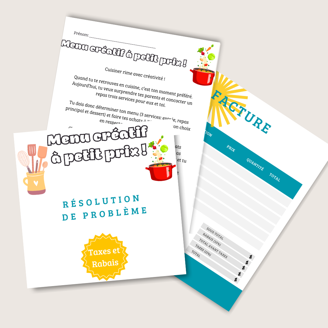 Résolution de problème mathématiques "La nutrition" - taxes et rabais ...