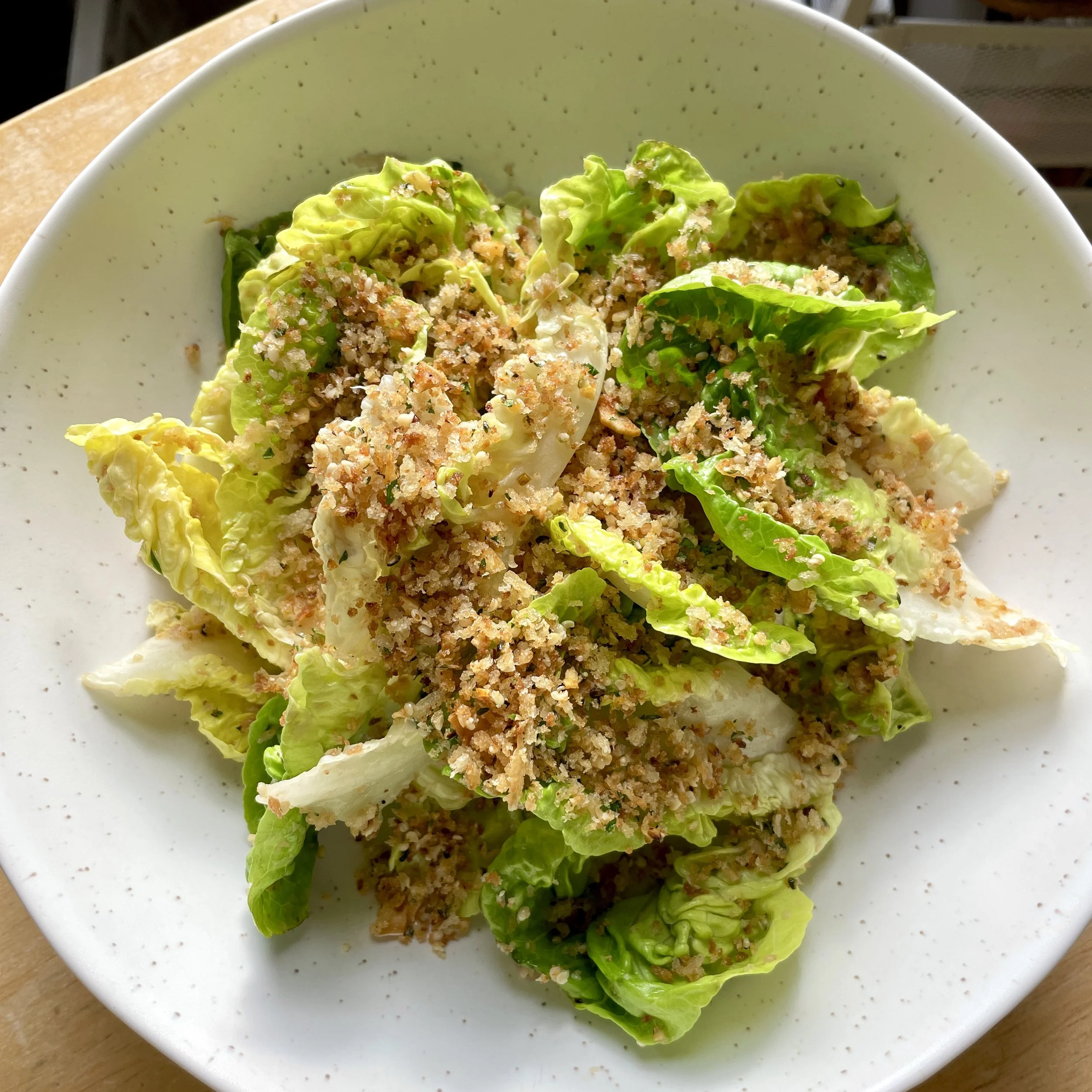 Crunchy Garlic Salad Topper on Caesar Salad — Acid League