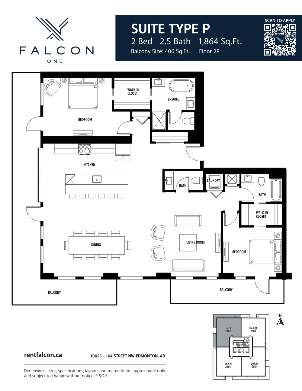 Falcon Floorplans — Falcon - Edmonton's Most Elegant Rental High-Rise
