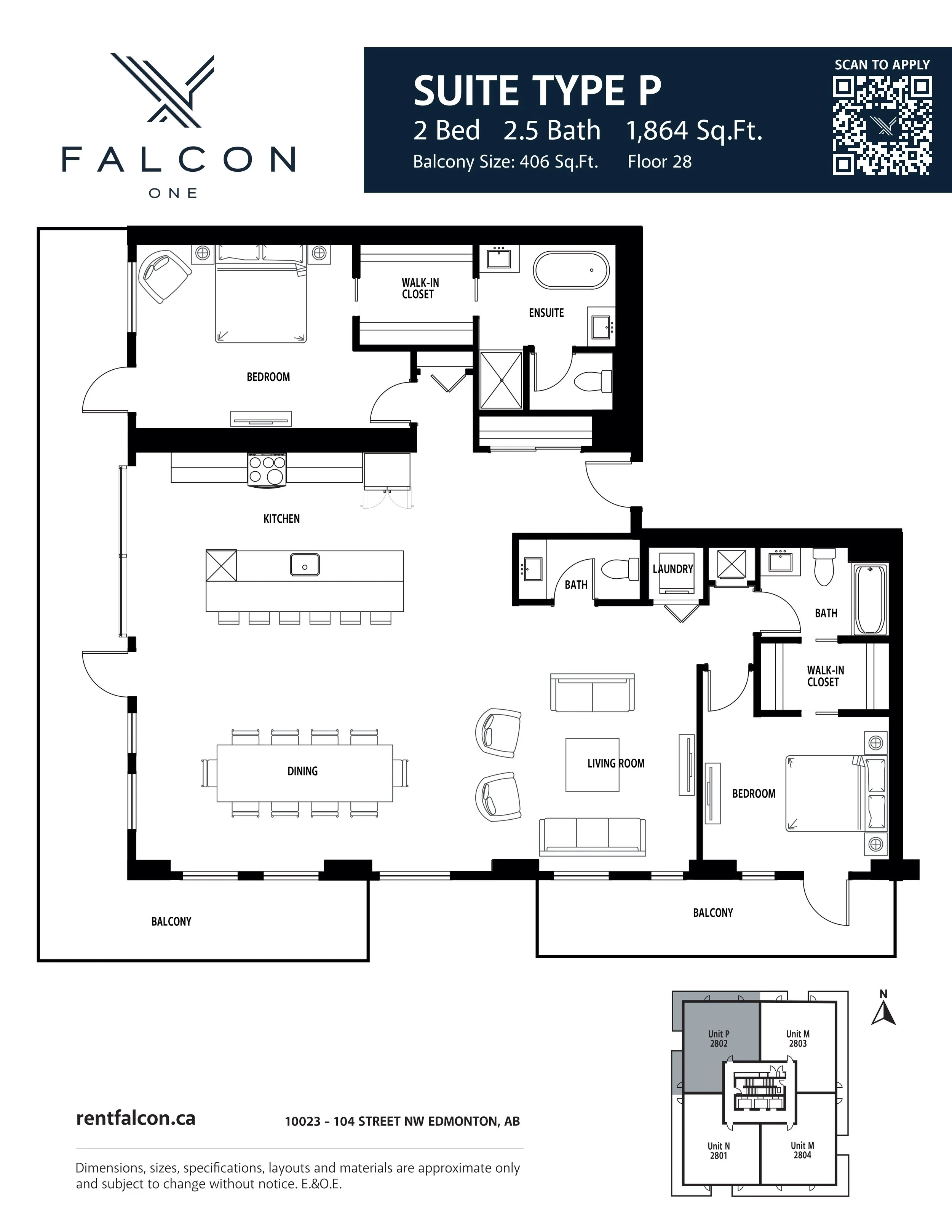 Falcon Floorplans — Falcon - Edmonton's Most Elegant Rental High-Rise