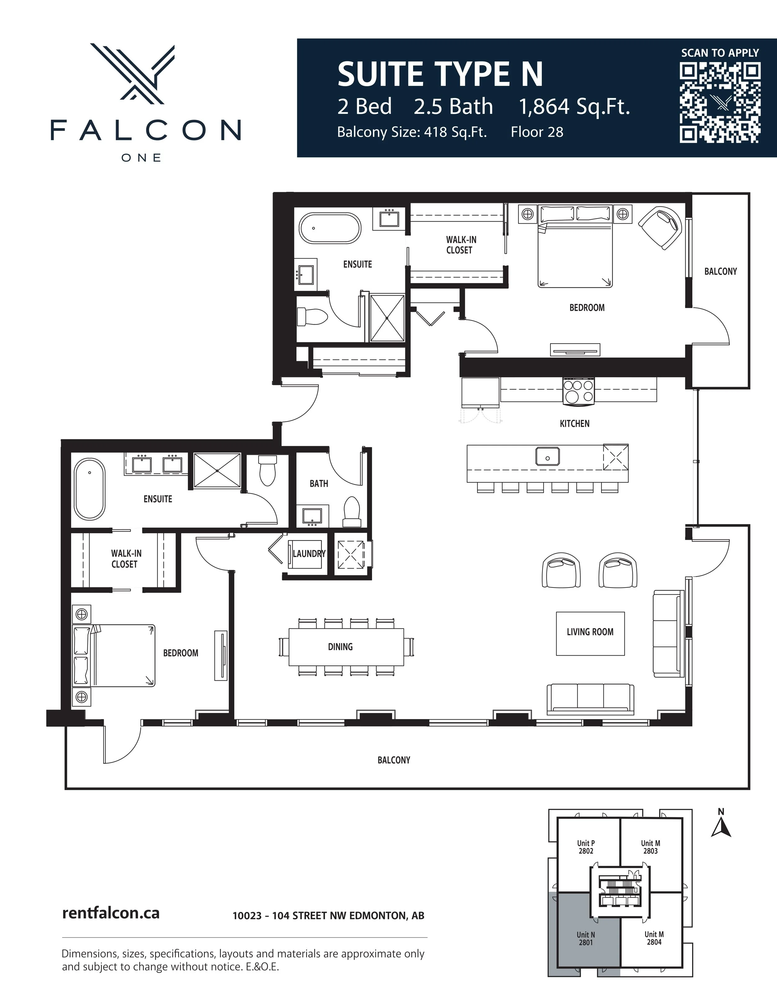 Falcon Floorplans — Falcon - Edmonton's Most Elegant Rental High-Rise