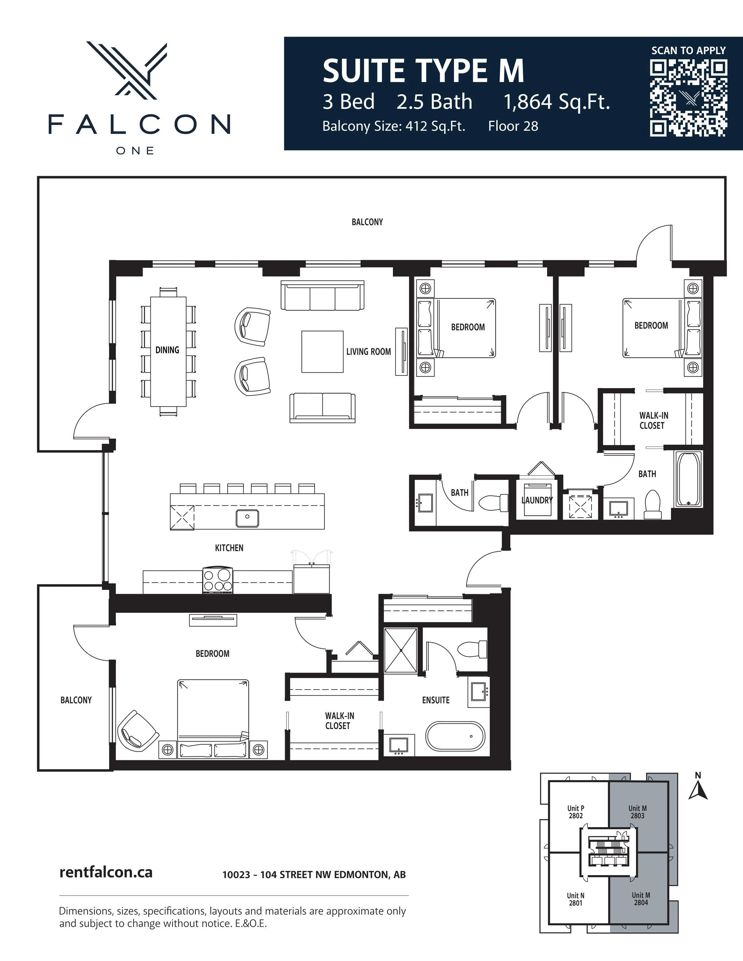 Falcon Floorplans — Falcon - Edmonton's Most Elegant Rental High-Rise