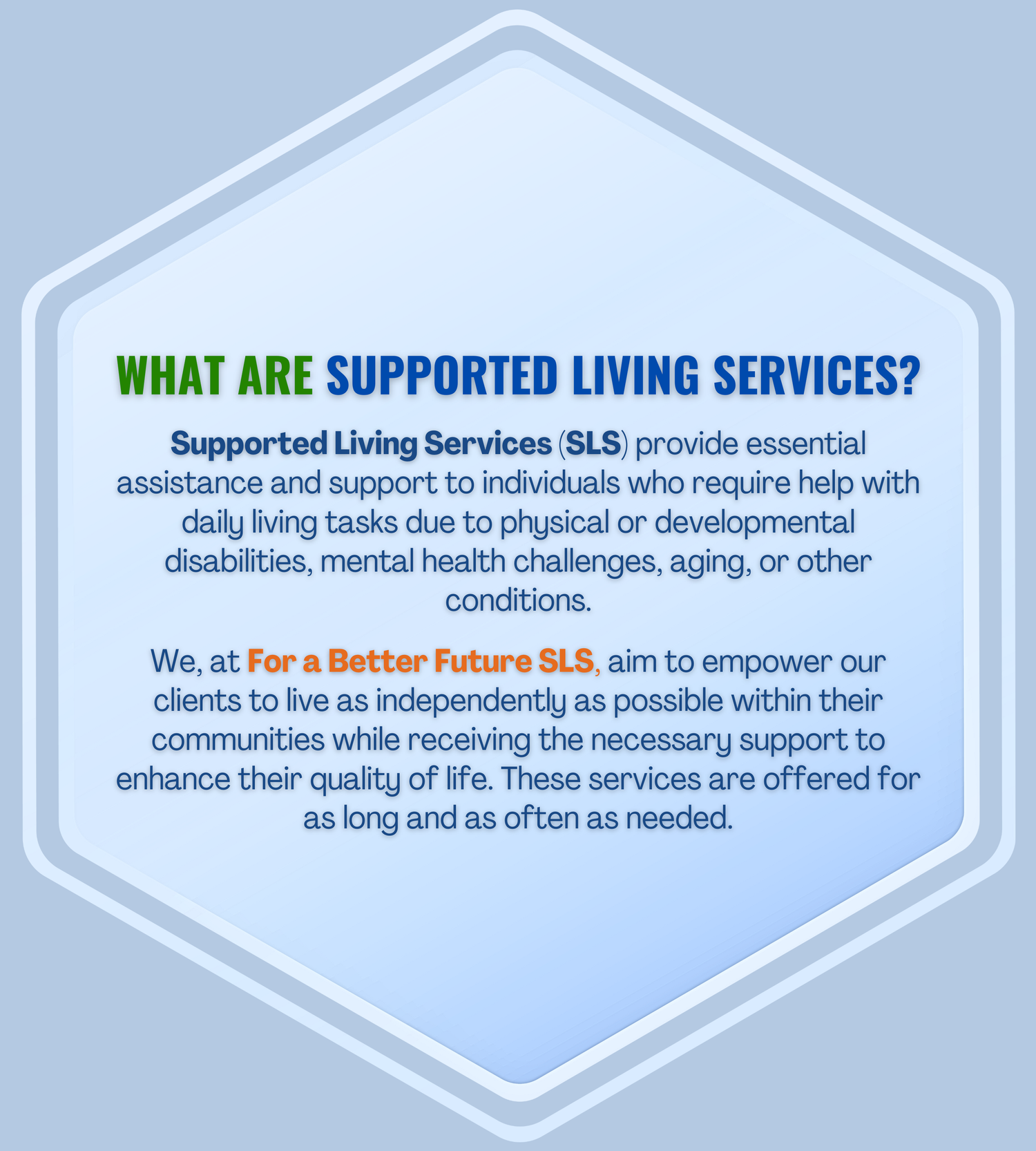 For a Better Future - Supported Living Services (SLS)