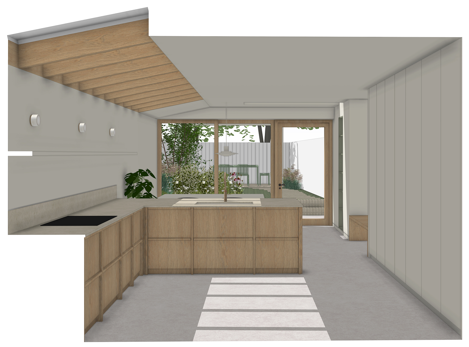 A render and oak extension in Lower Clapton — PROP | Architecture ...