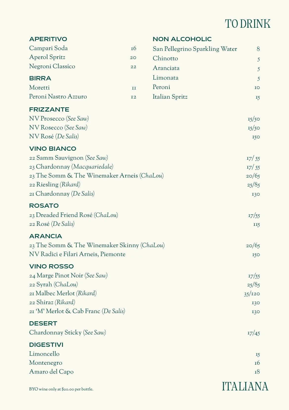 Menu — since 2007