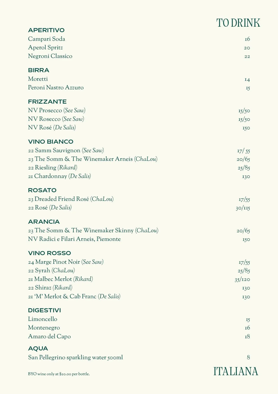 Menu — since 2007