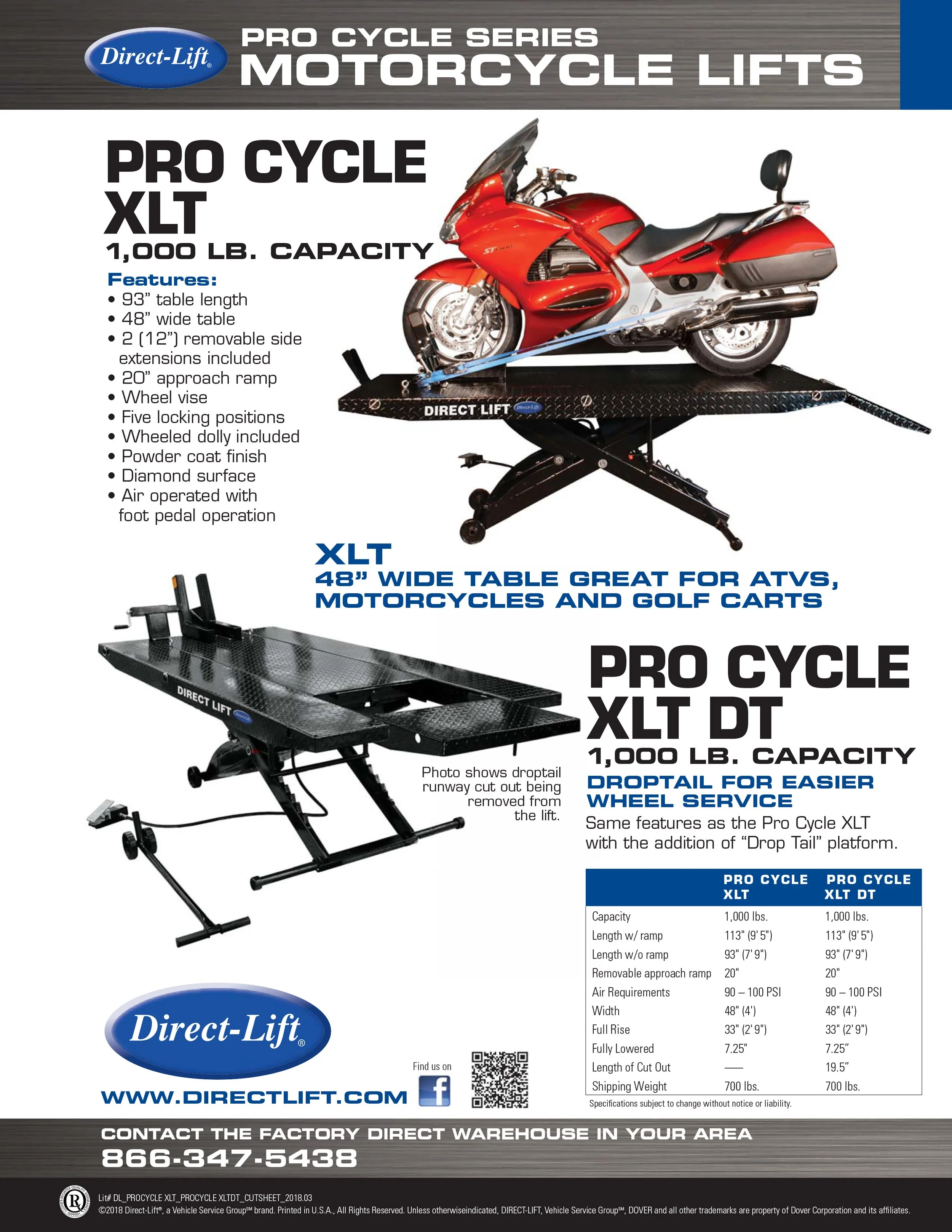 DIRECT LIFT PROCYCLE DT MOTORCYCLE LIFT — FAST EQUIPMENT