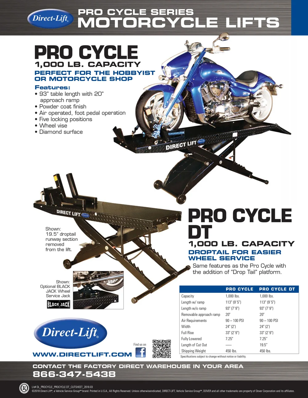 DIRECT LIFT PROCYCLE DT MOTORCYCLE LIFT — FAST EQUIPMENT