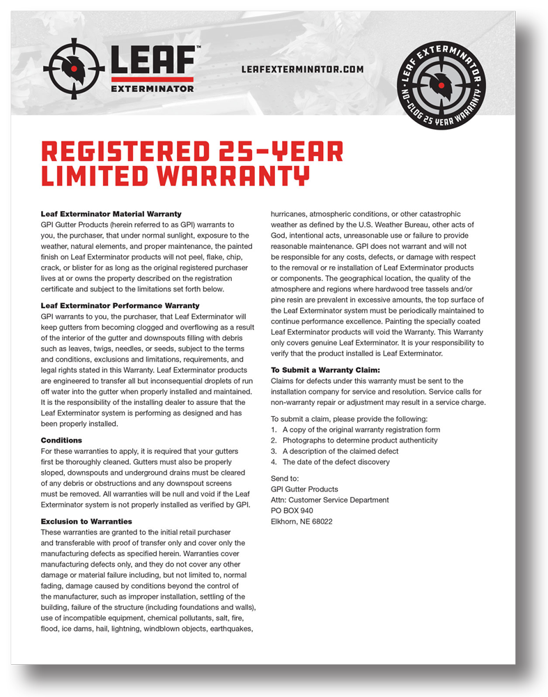 Leaf Exterminator — Warranty