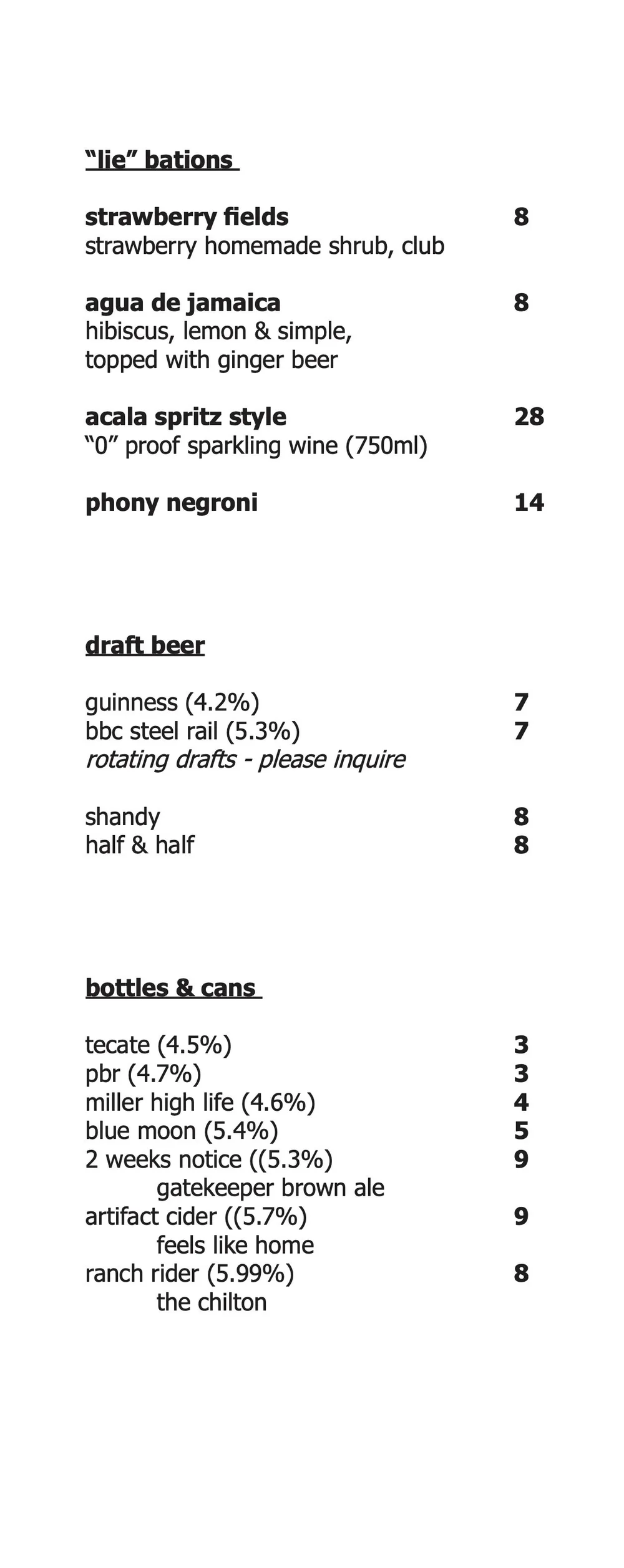 menu — The Dream Away Lodge