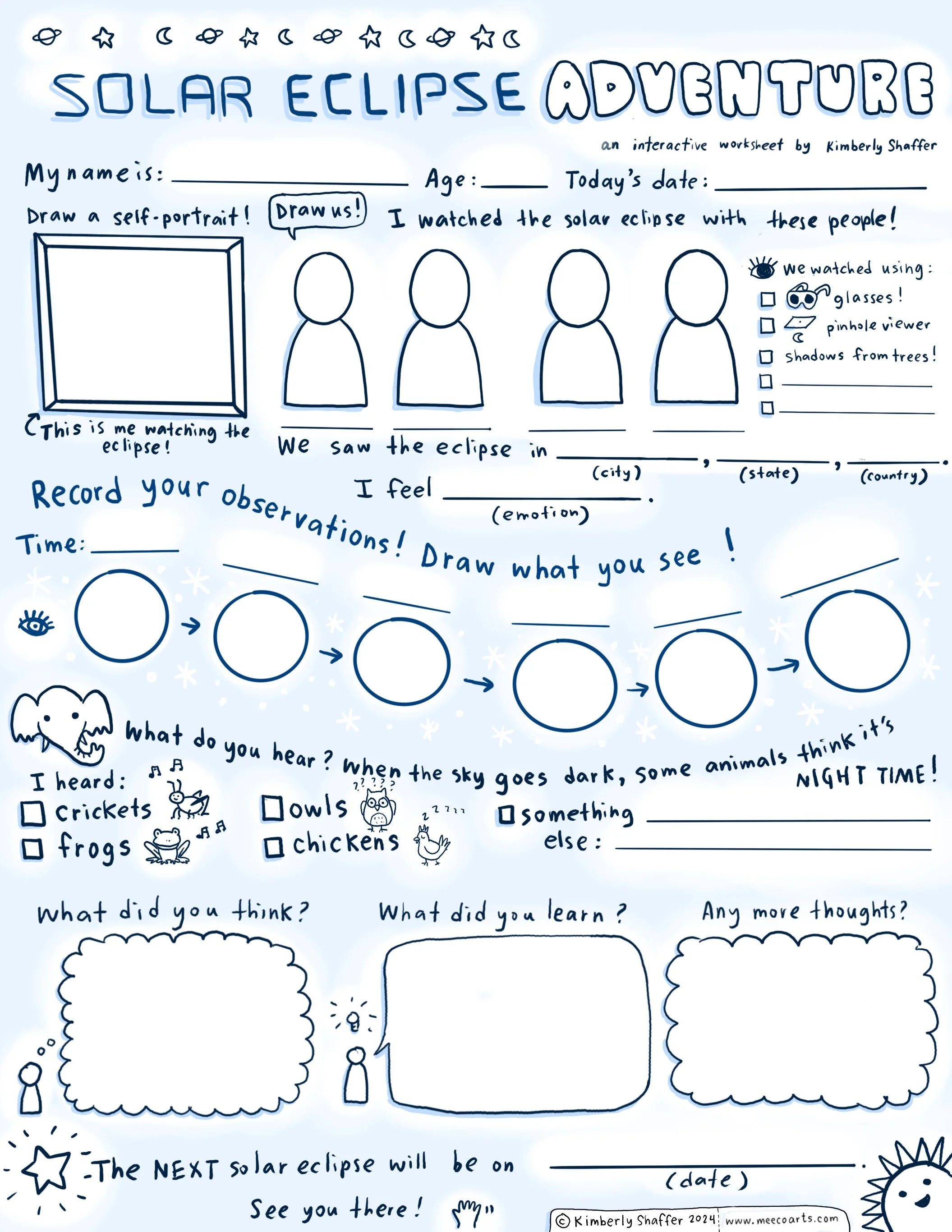 Space - Solar Eclipse Worksheet — Meeco Arts