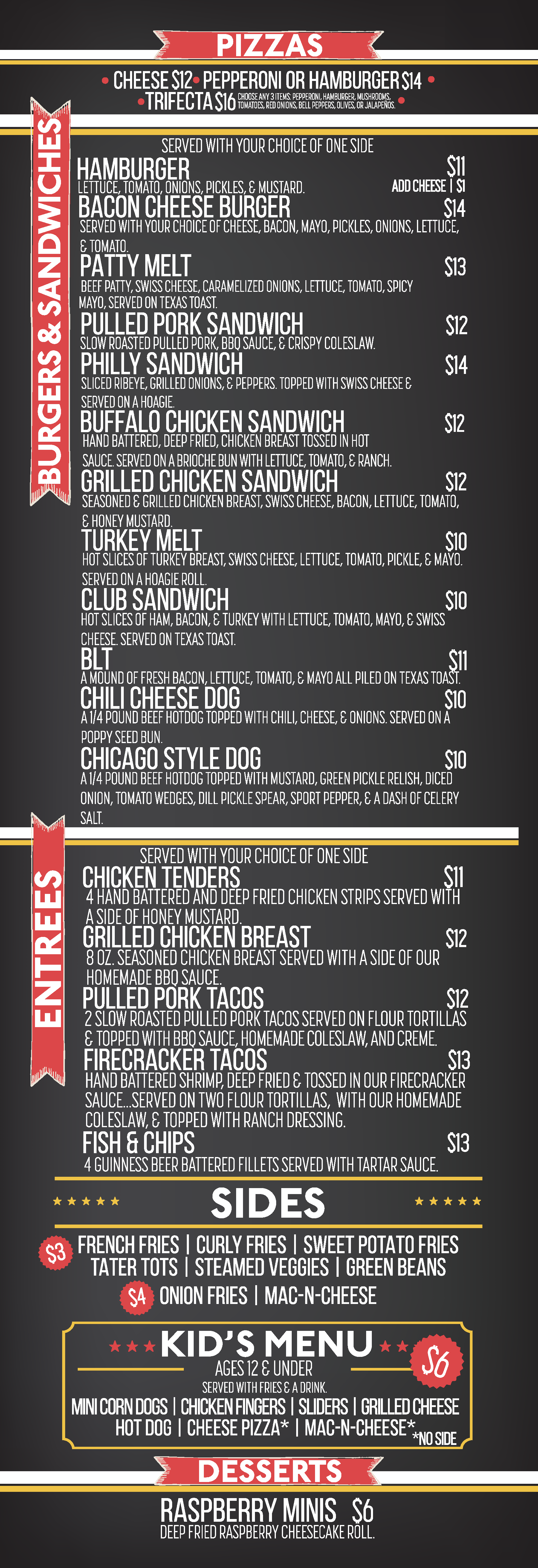 MENU — Score's Sports Bar & Grill