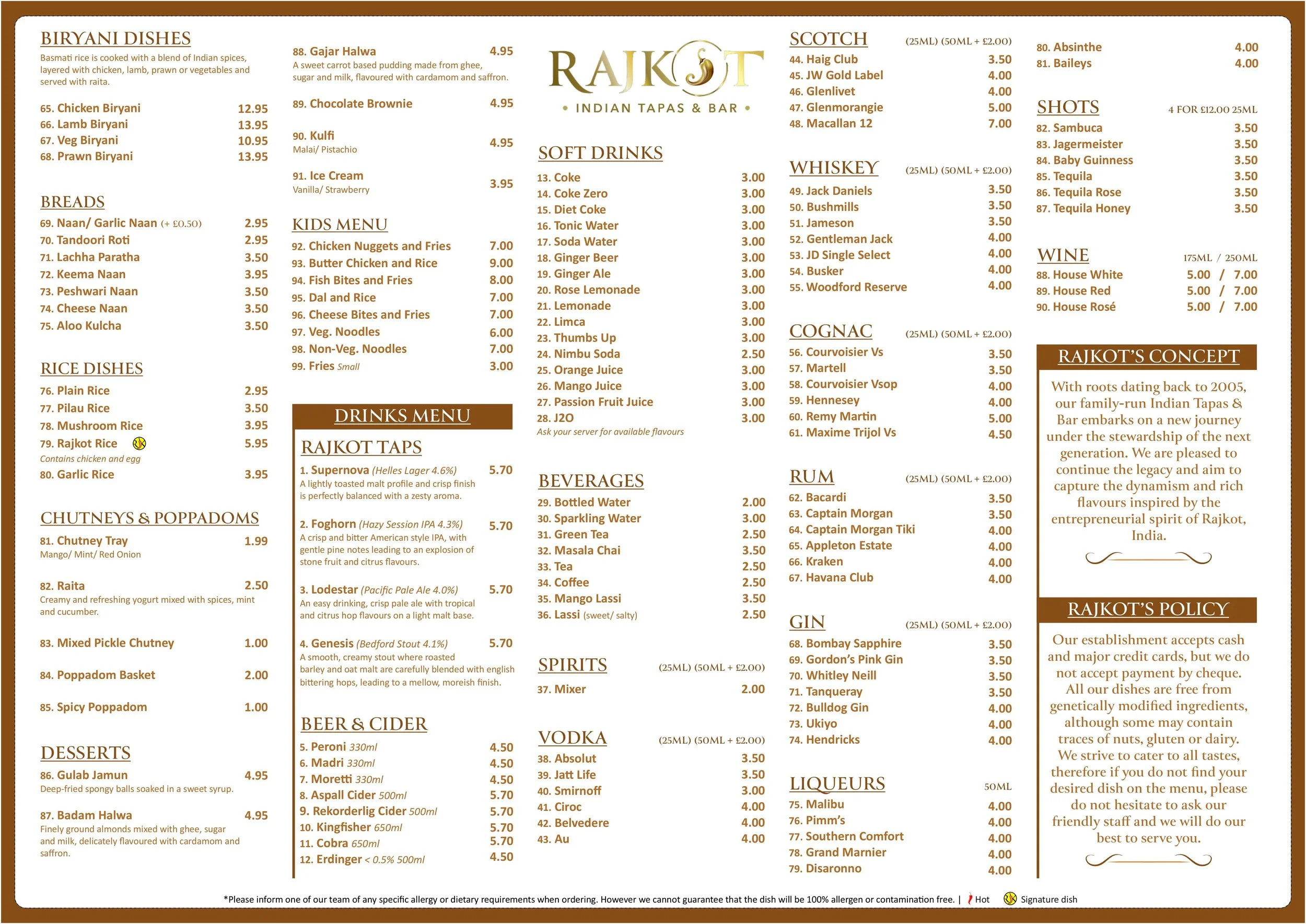 Menu — RAJKOT