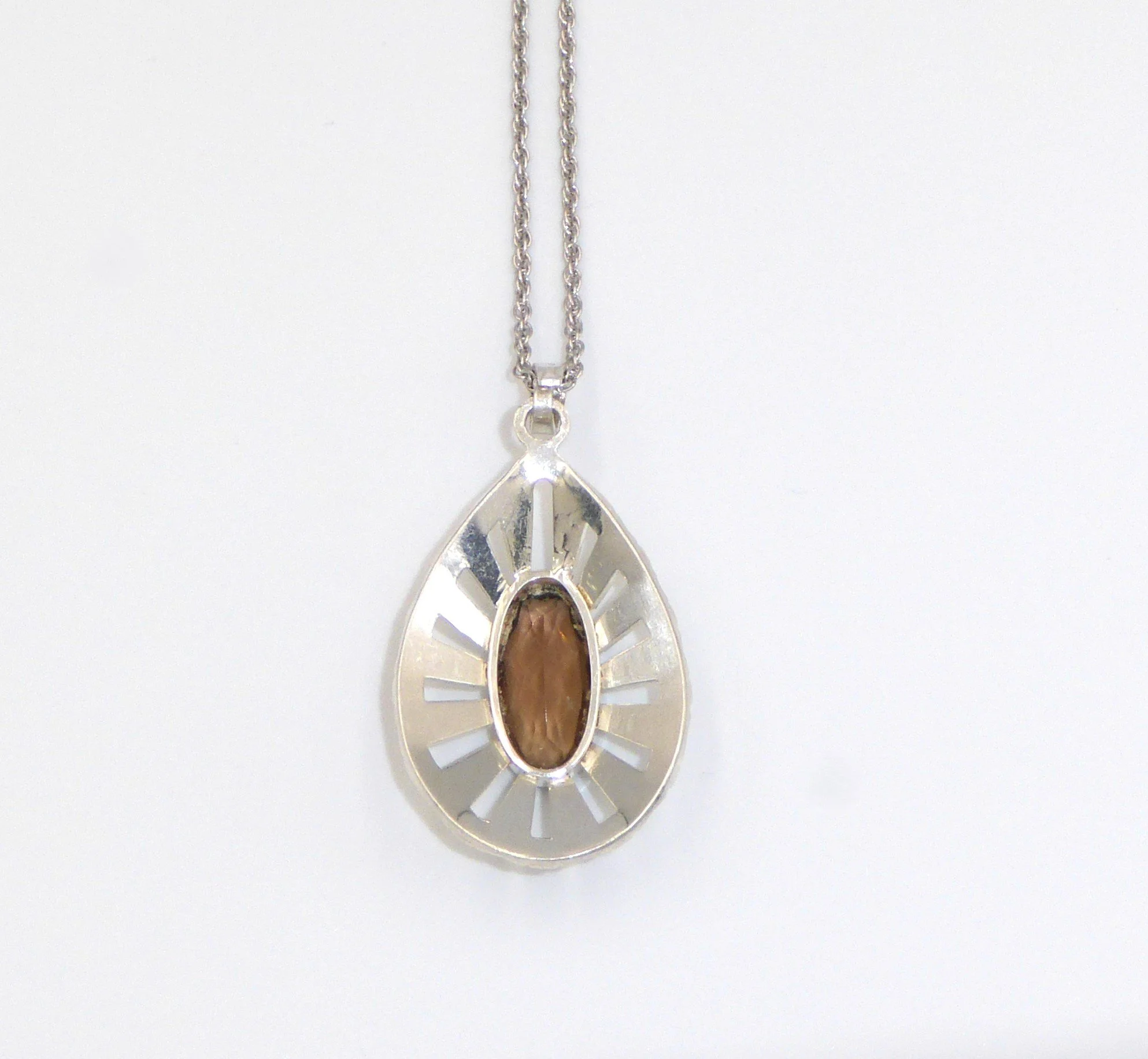 Vintage silver and smoky quartz pendant in the Modernist style by ...
