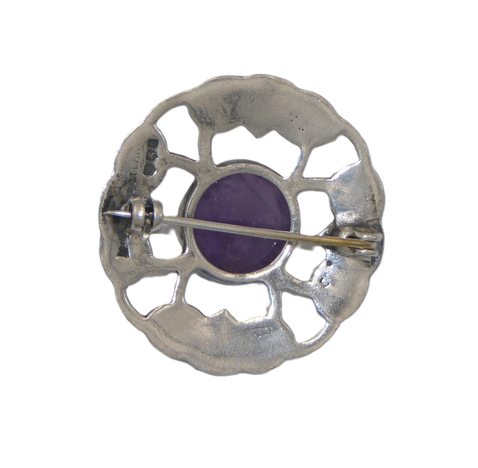 Vintage Scottish silver and amethyst set brooch, hallmarked Edinburgh ...