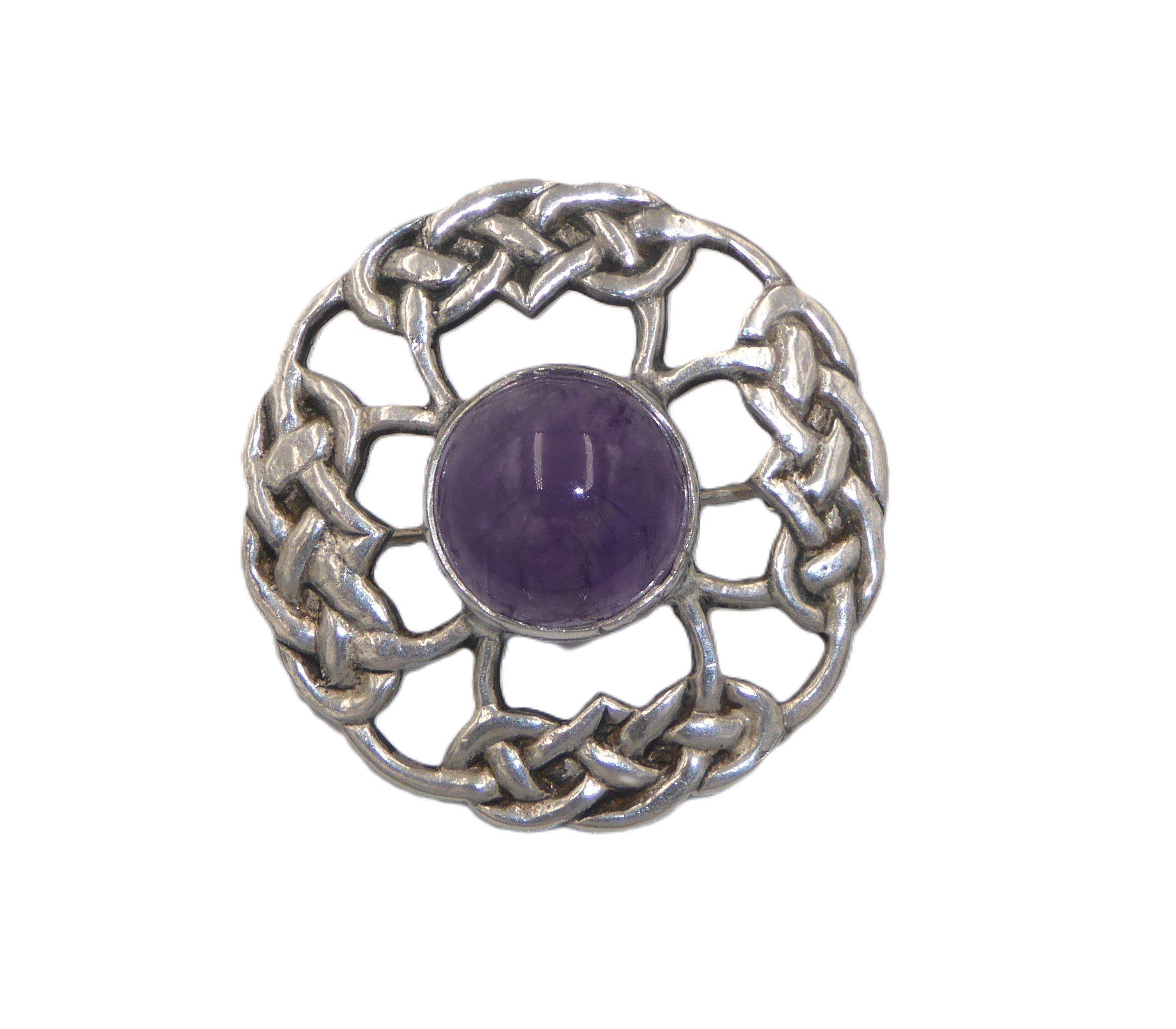 Vintage Scottish silver and amethyst set brooch, hallmarked Edinburgh ...