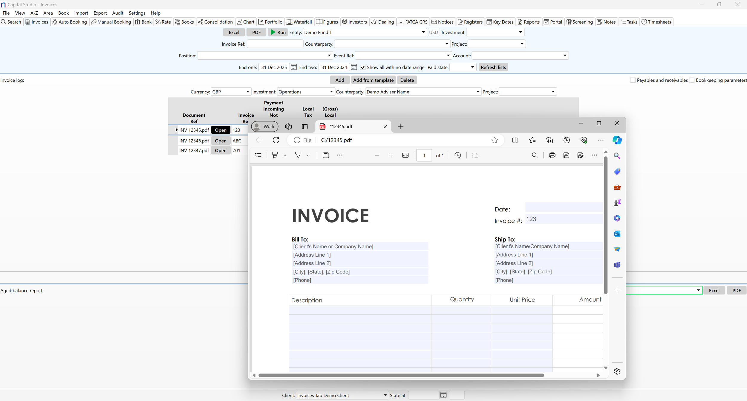 Invoices — Capital Studio