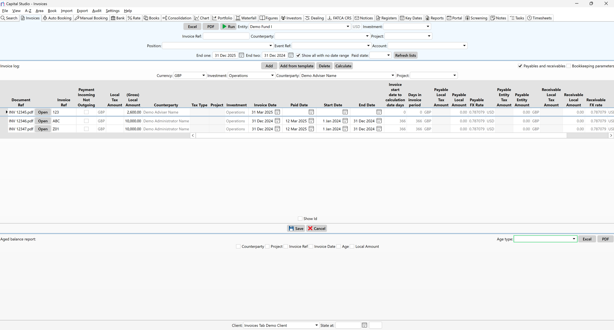 Invoices — Capital Studio
