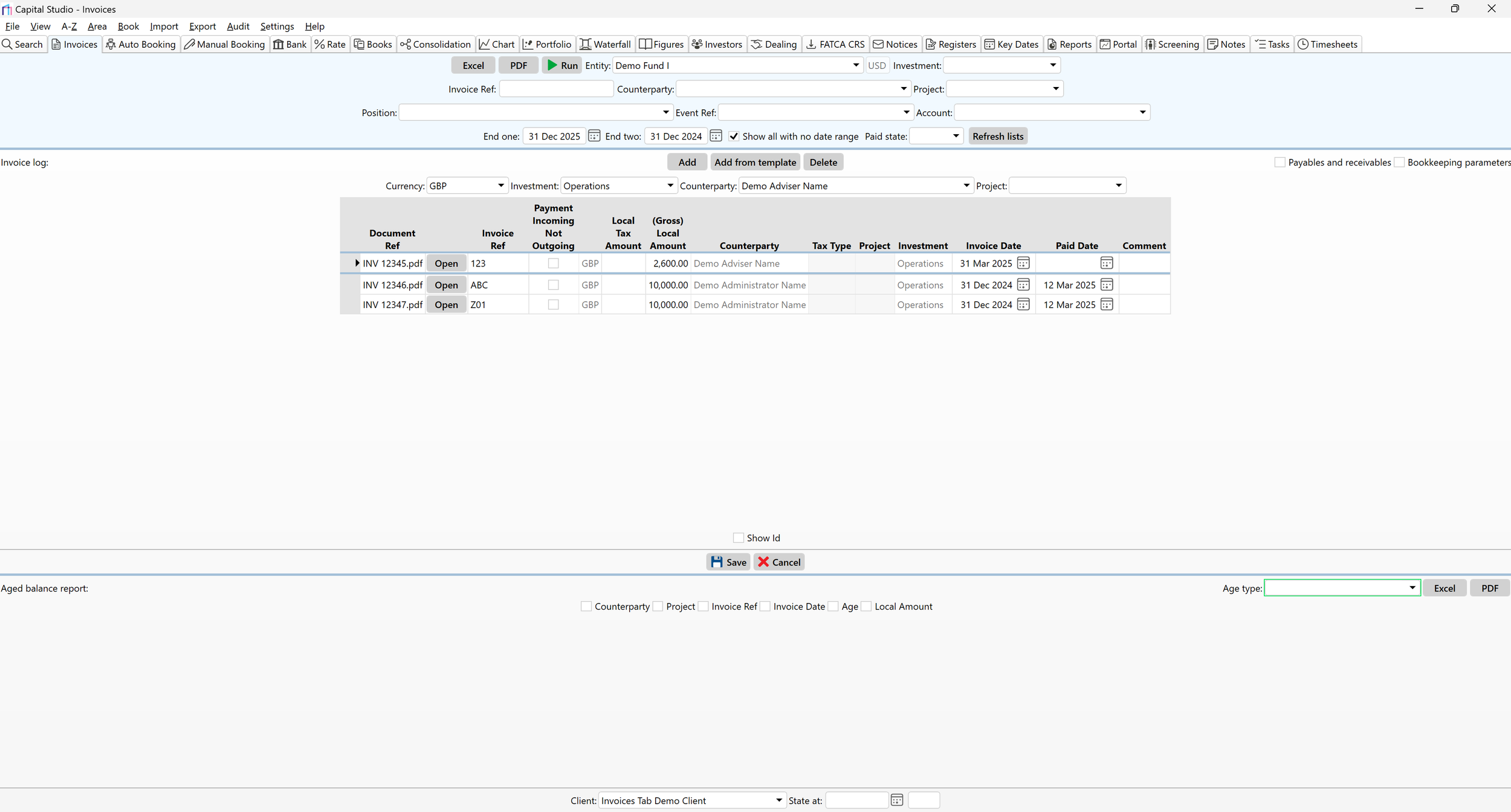 Invoices — Capital Studio