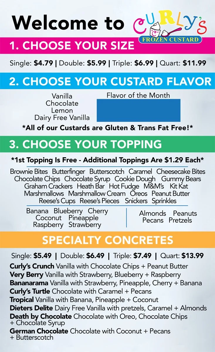 Menu — Curly's Frozen Custard