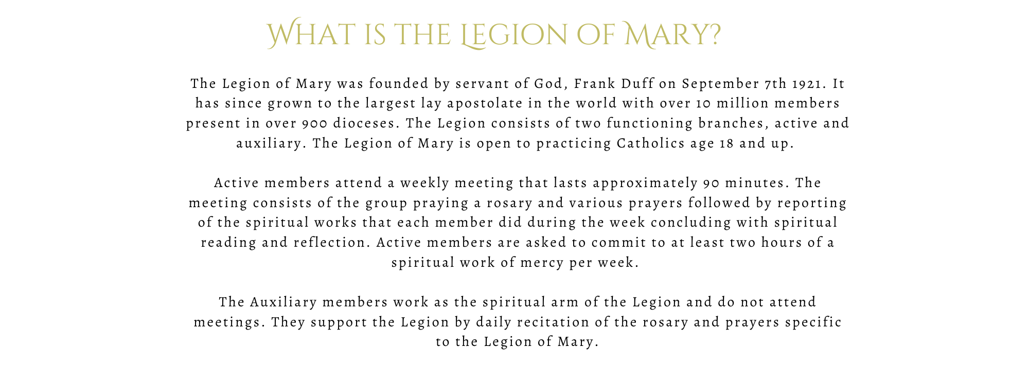 Legion of Mary — GrizzlyCatholic - St. John Fisher University Parish
