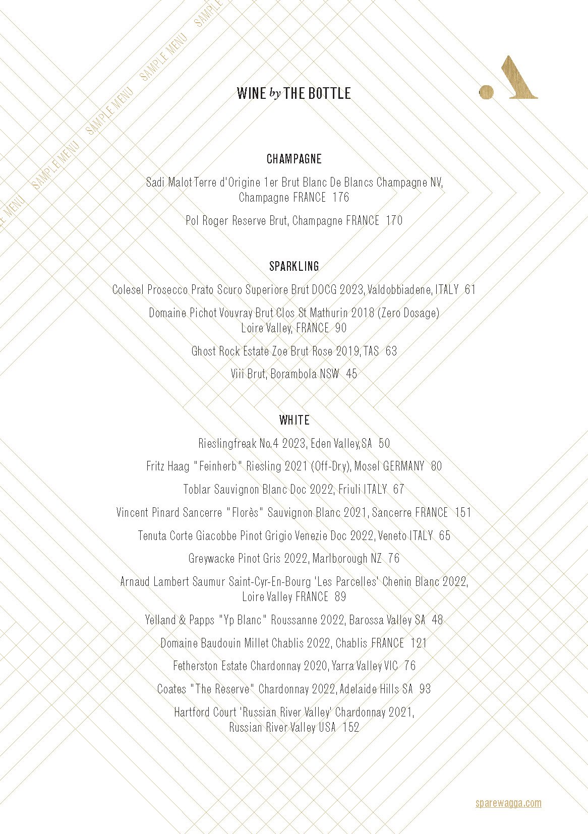 Menu — SPARE Restaurant Lounge & Bar