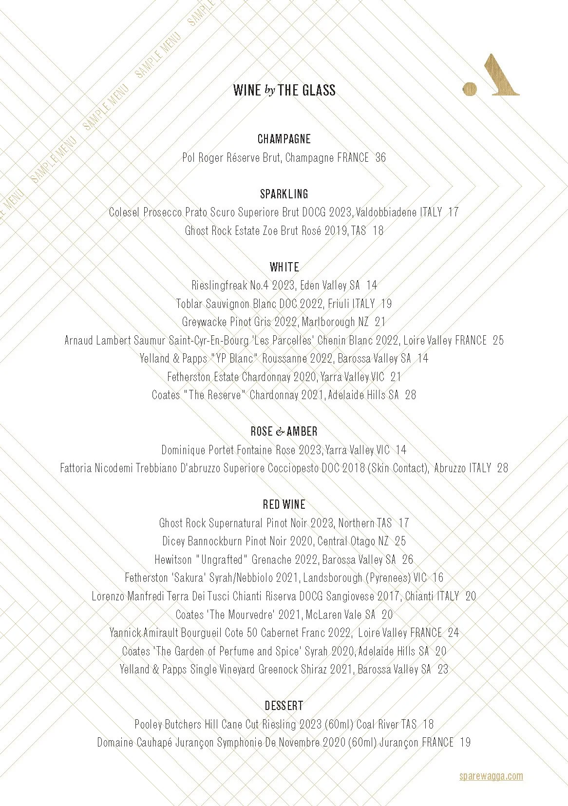 Menu — SPARE Restaurant Lounge & Bar