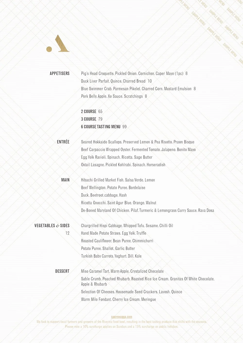 Menu — SPARE Restaurant Lounge & Bar