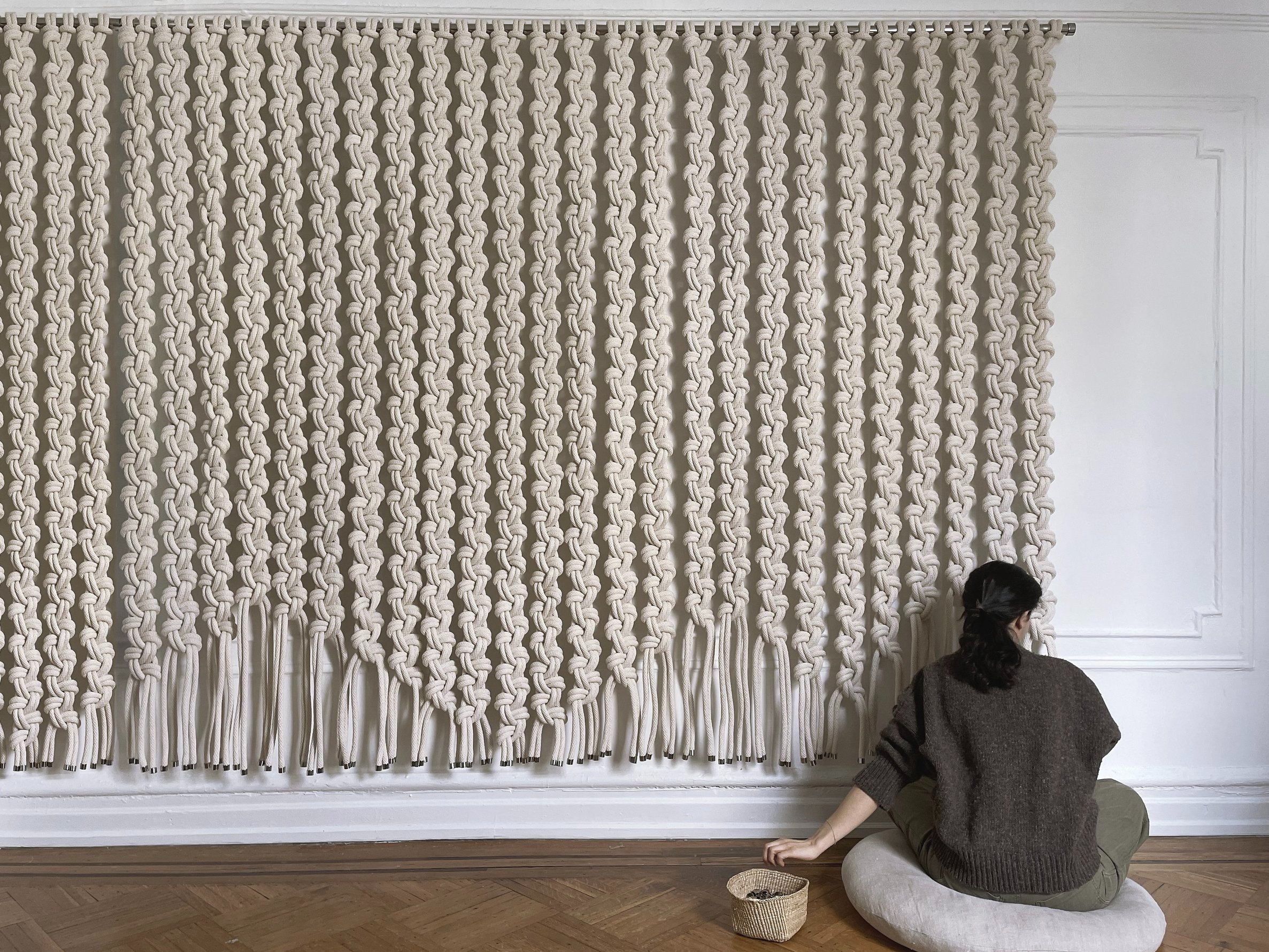 Custom large rope fiber art room divider organic loops — MAEVE PACHECO