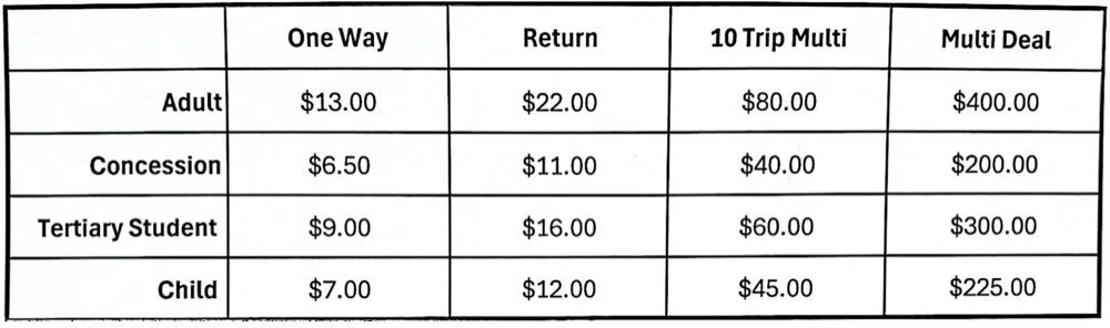 Timetable & Prices — Stradbroke Flyer Gold Cat