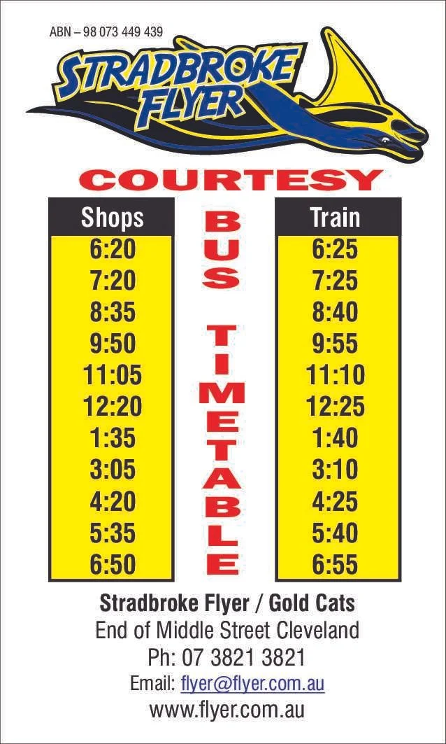 Timetable & Prices — Stradbroke Flyer Gold Cat (Copy) (Copy) (Copy) (Copy)