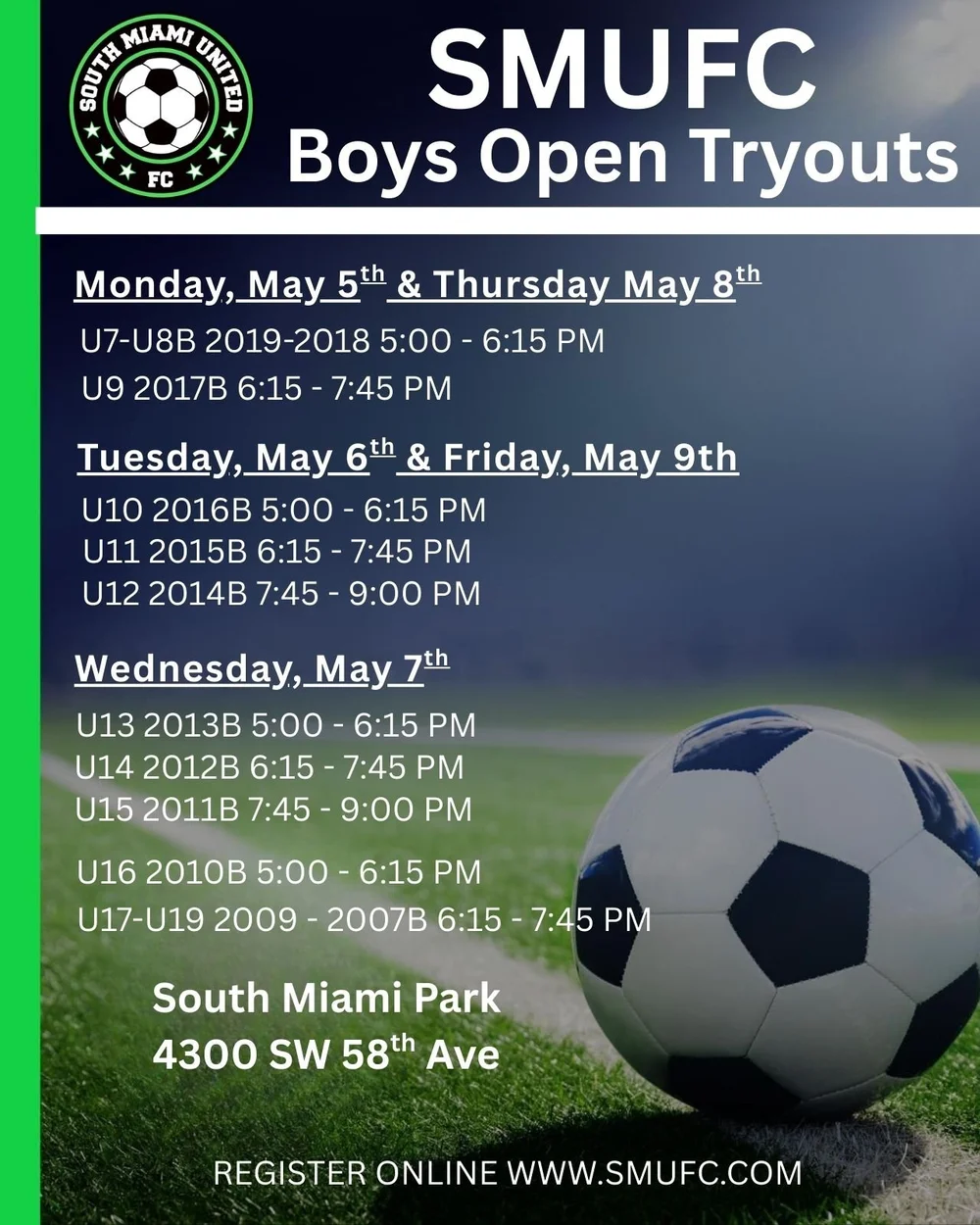 Tryouts — South Miami United F.C.