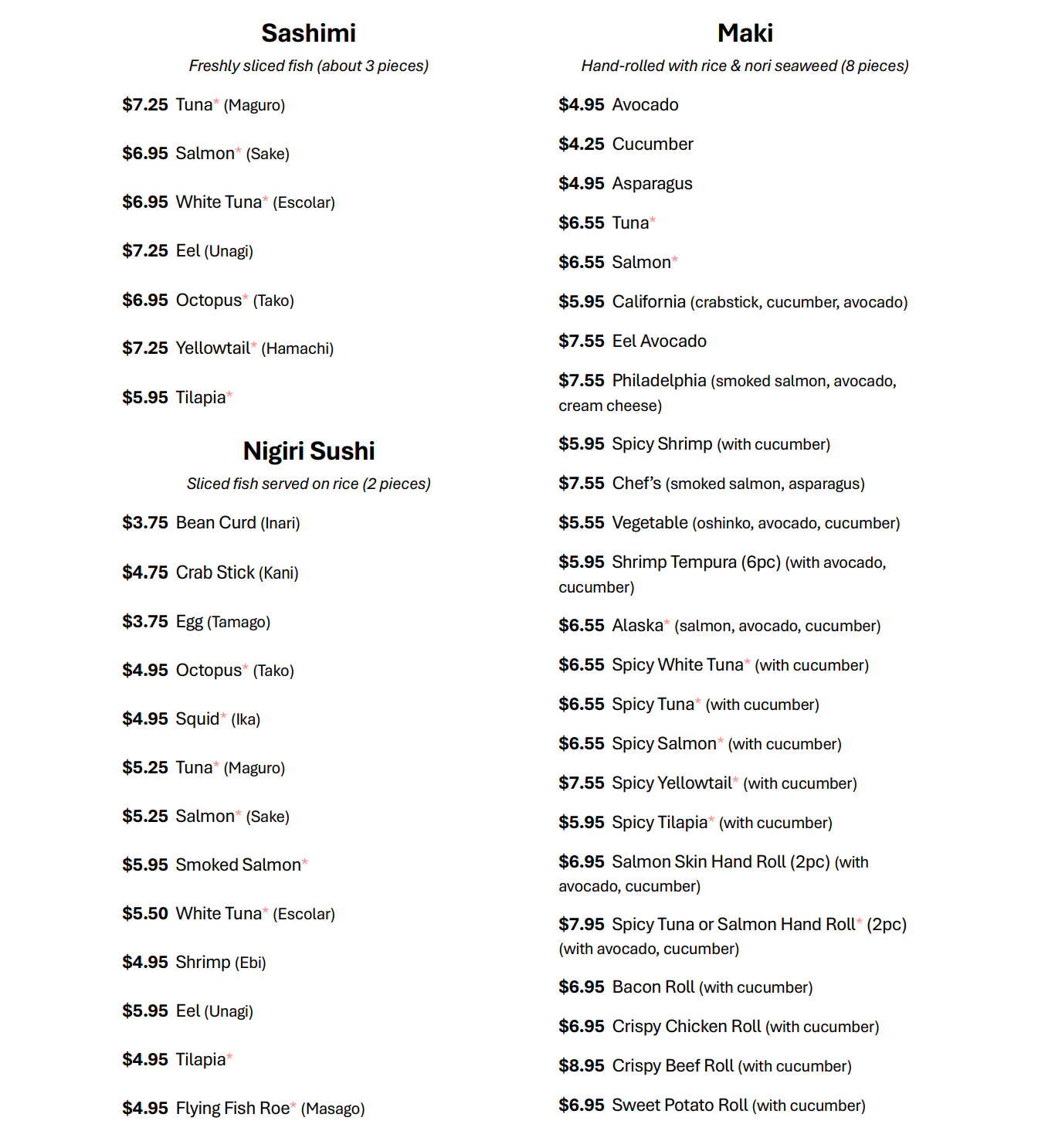 Menu — Edo Grill & Sushi