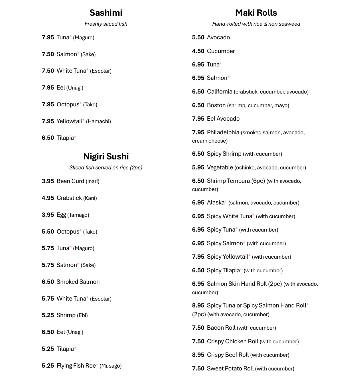 Menu — Edo Grill & Sushi