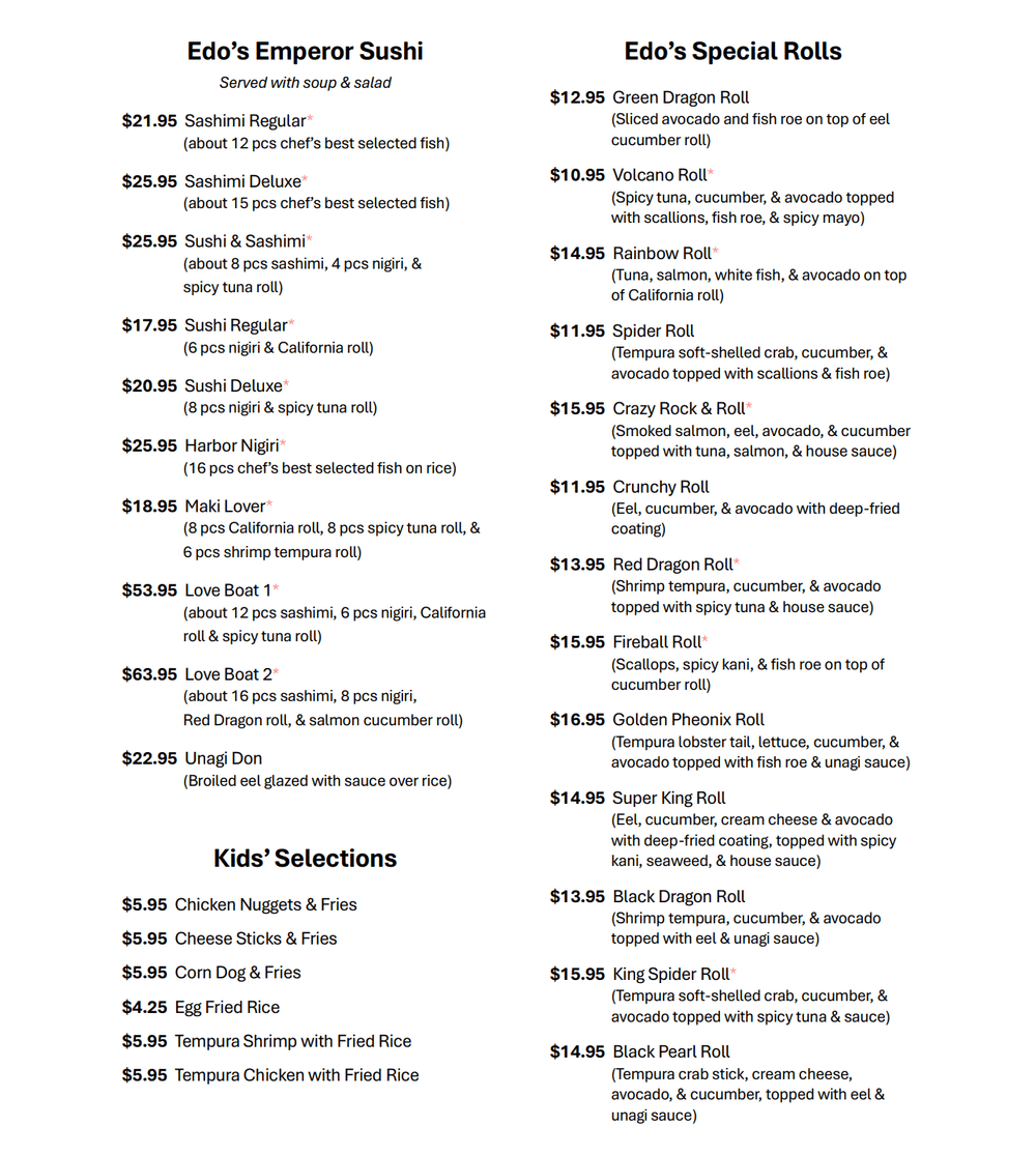 Menu — Edo Grill & Sushi