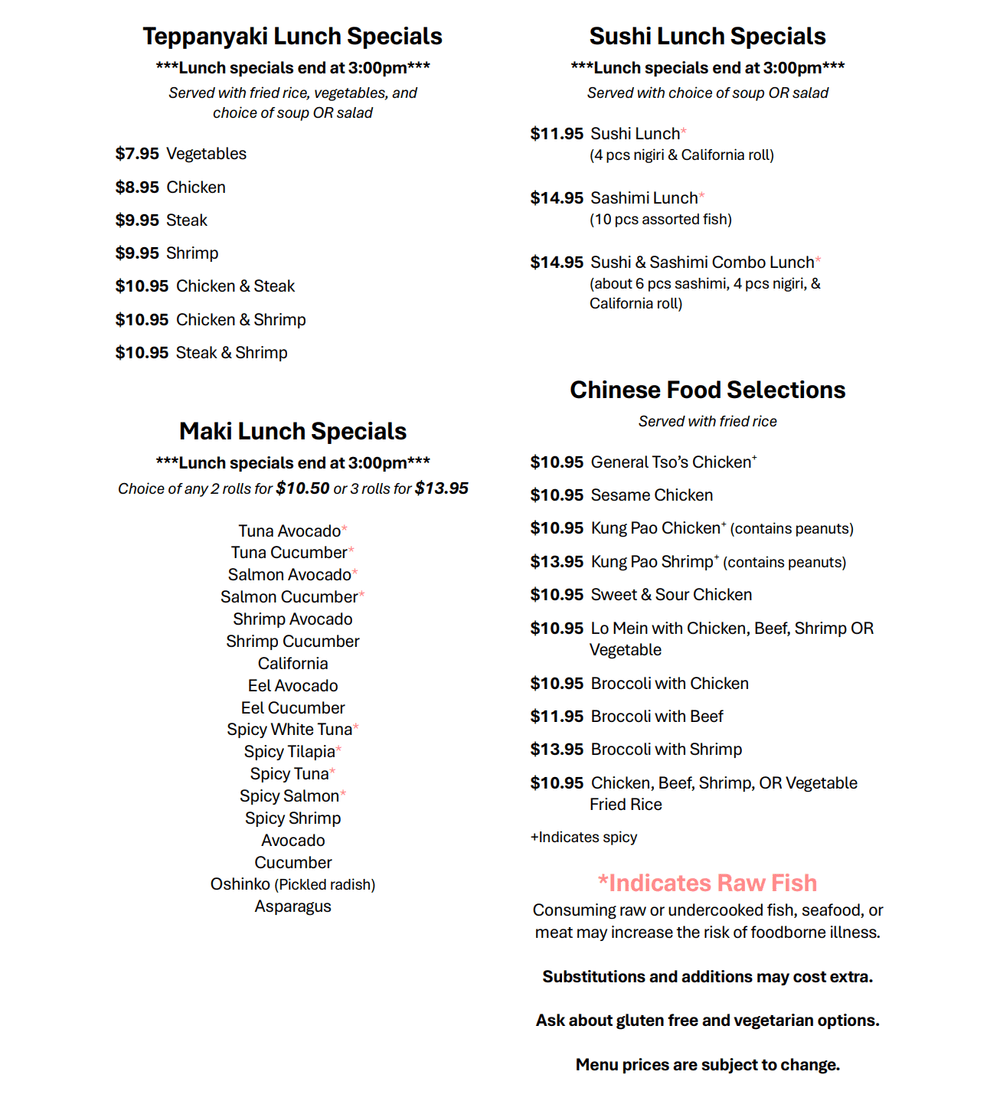 Menu — Edo Grill & Sushi