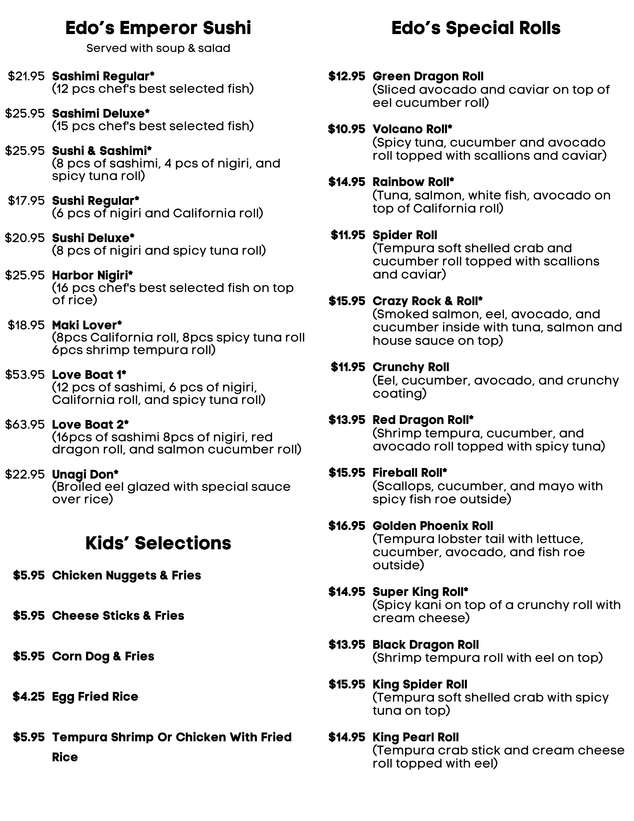 Menu — Edo Grill & Sushi