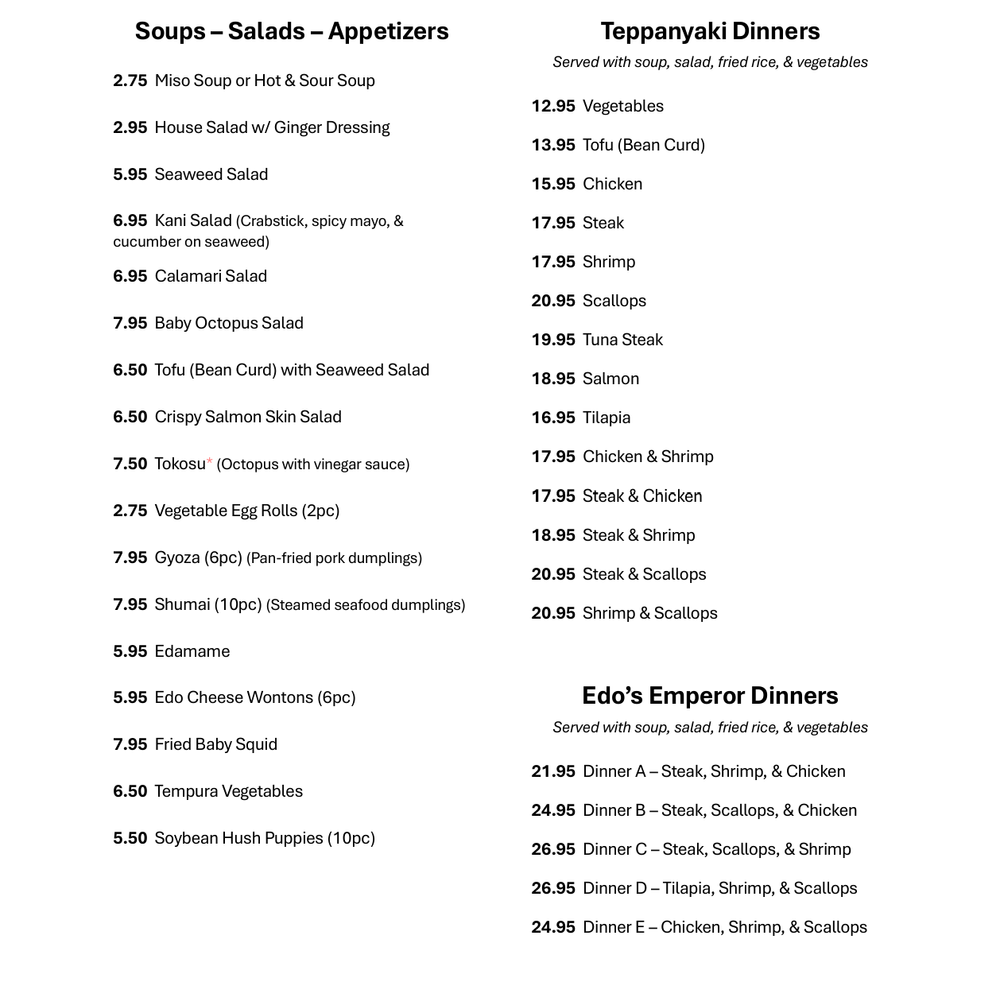 Menu — Edo Grill & Sushi