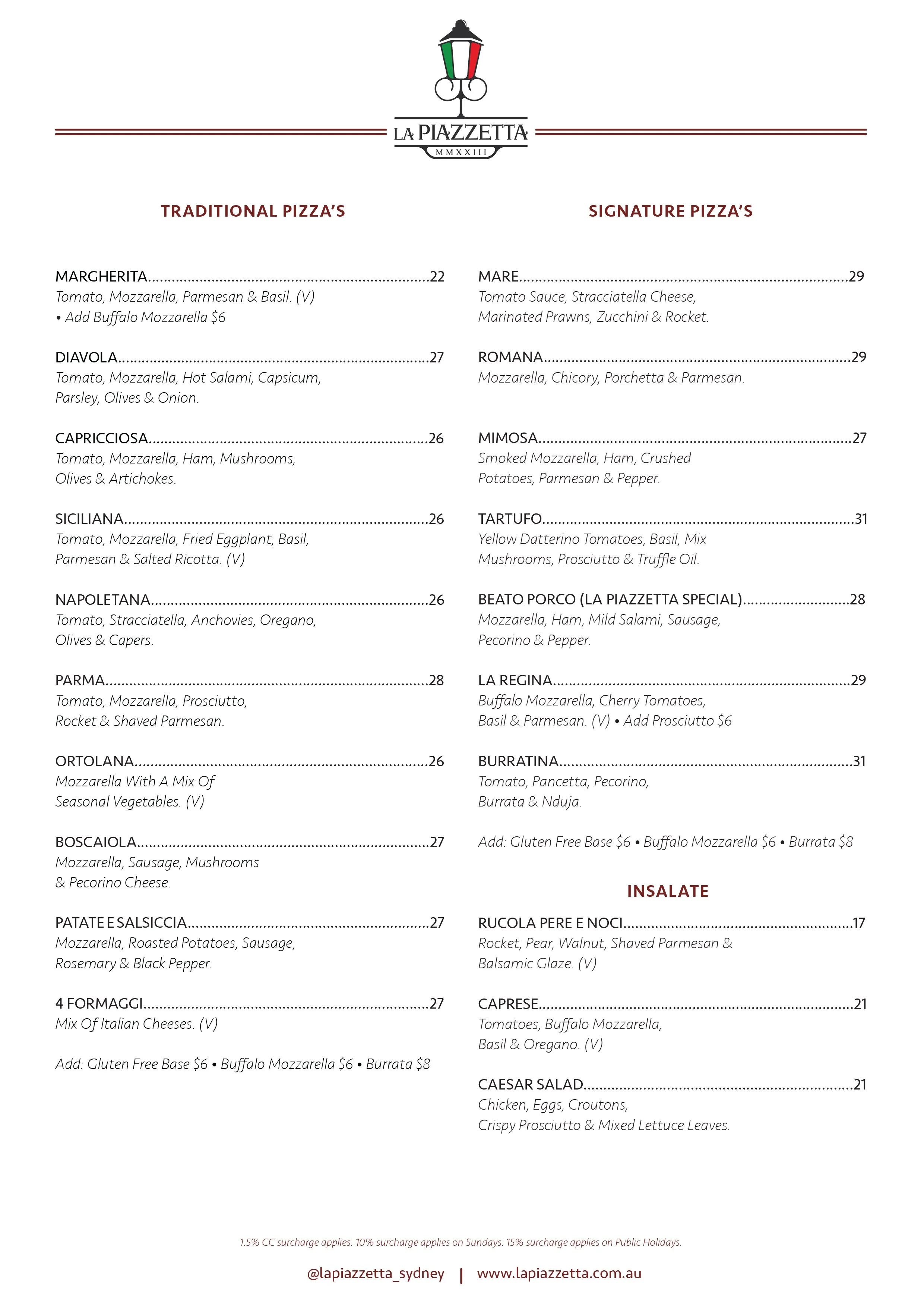 Dinner — LA PIAZZETTA