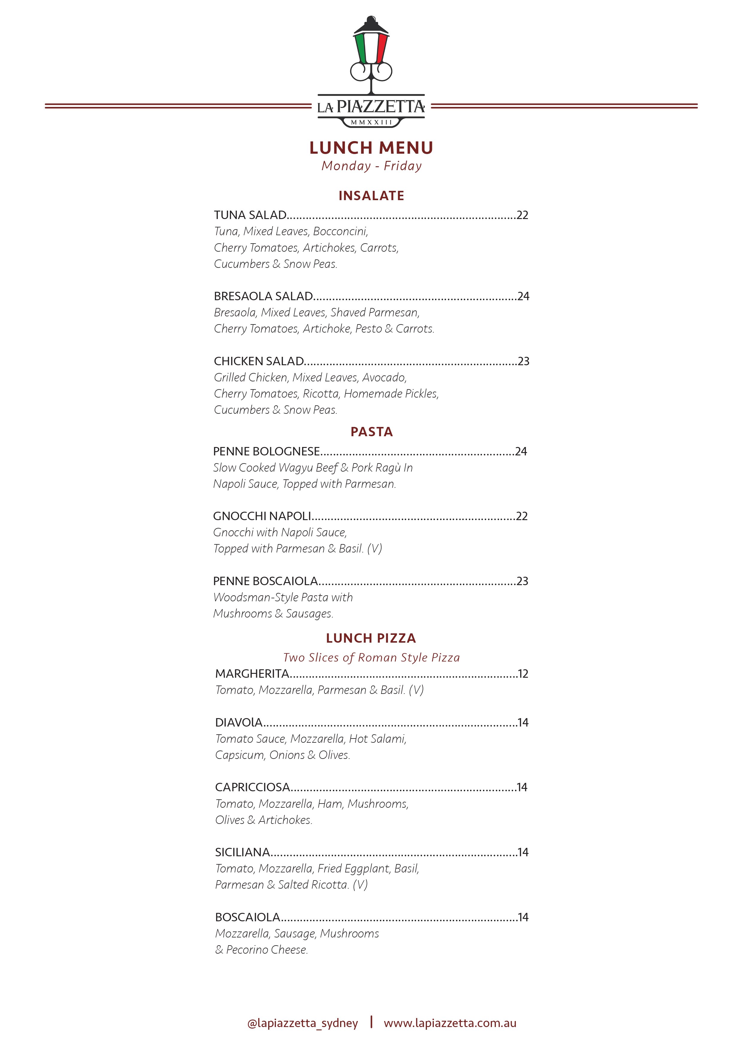 Lunch — LA PIAZZETTA