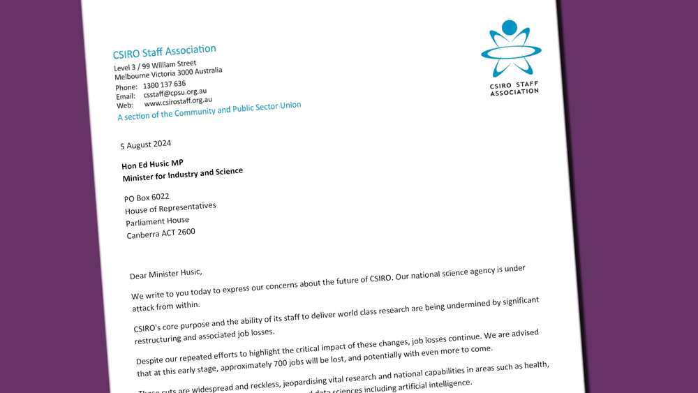 CSIRO Staff Association open letter to Minister Husic — Proud to be public