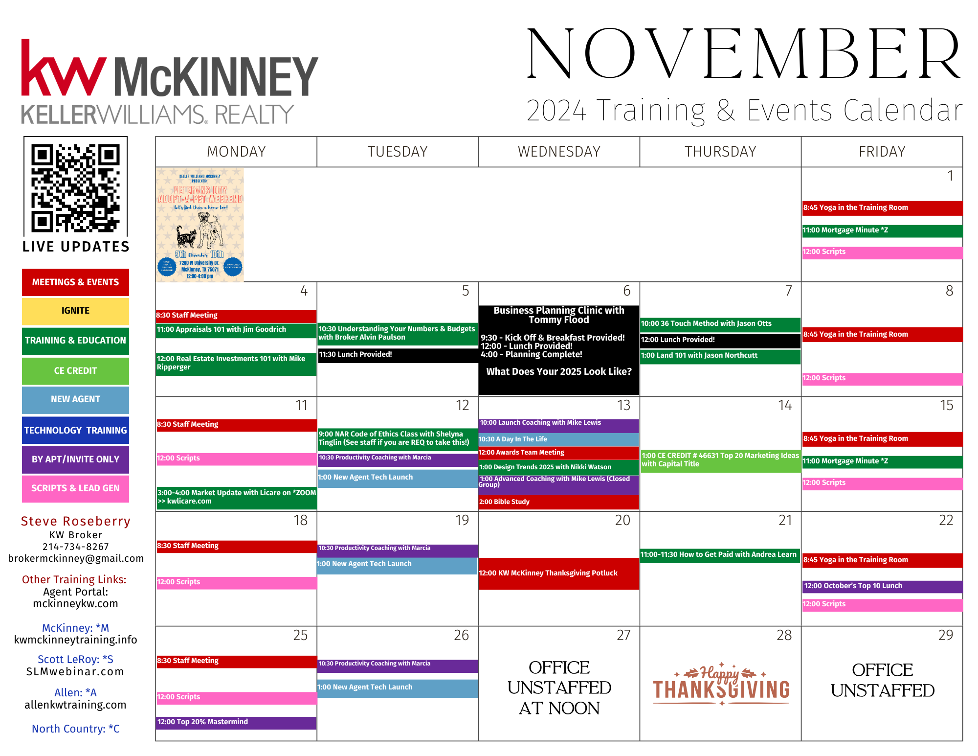 Training Calendar — KW McKinney