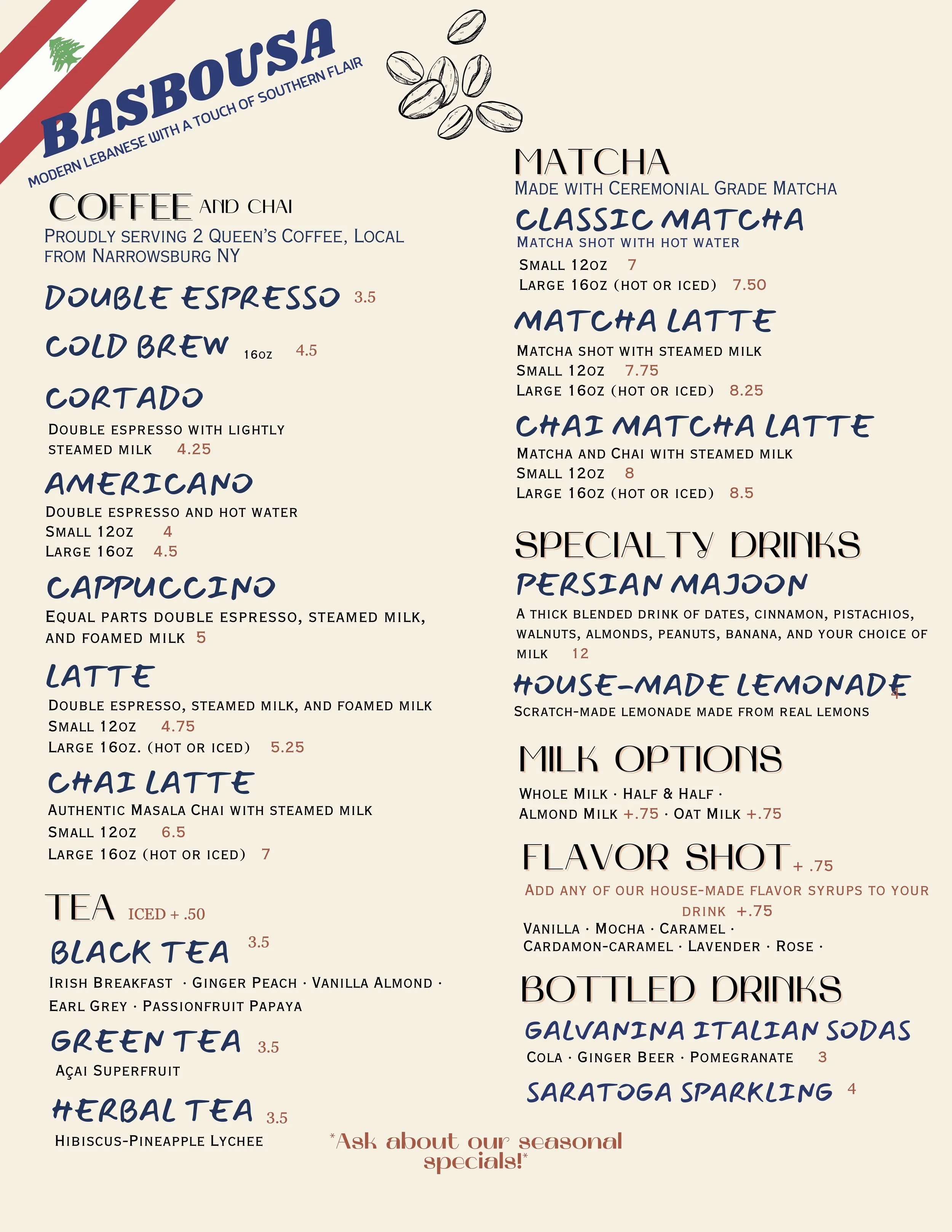 Menu — BASBOUSA