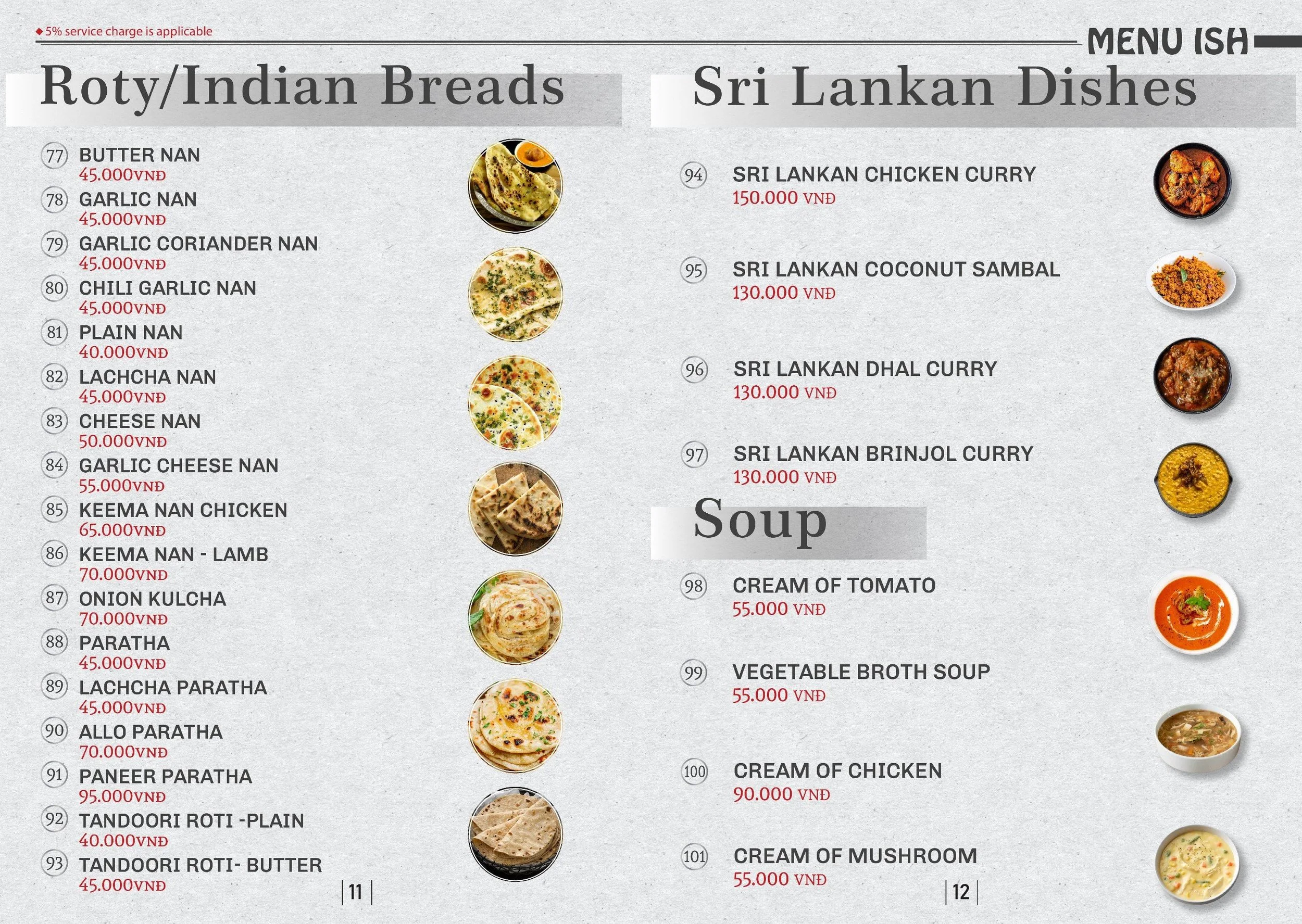 Menu — ISH - The Indian Restaurant