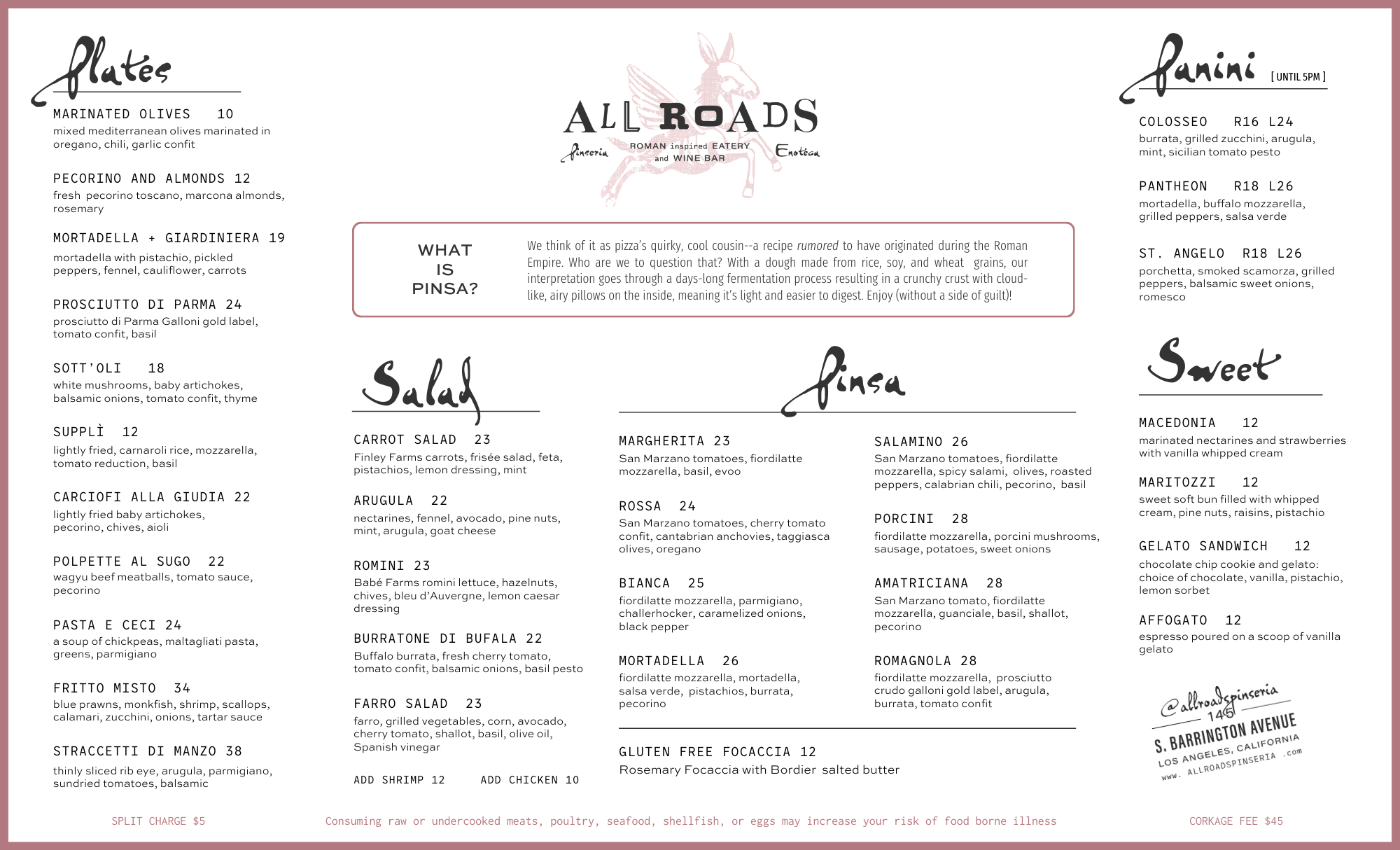 Menu — All Roads